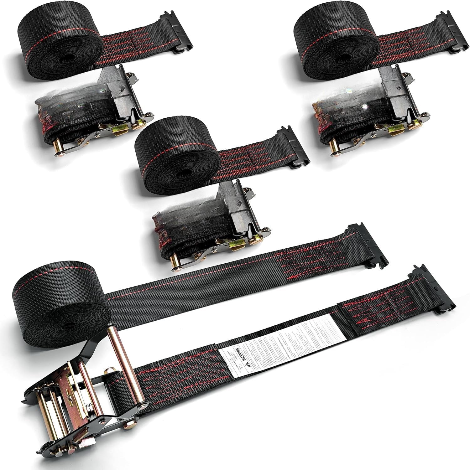 E-Track Ratchet Straps, 4 Black 2" x16' Cargo Tie-Downs, 4500LBS ...