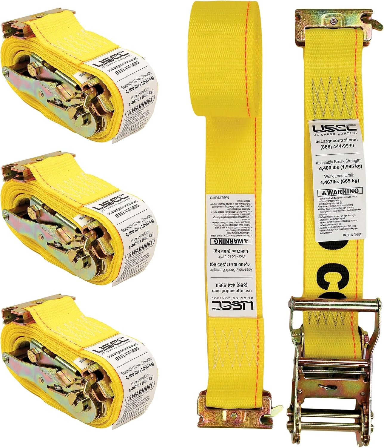 E-Track Ratchet Straps (8-Pack), 4,400 LBS Break Strength, 2 Inch x 12 ...