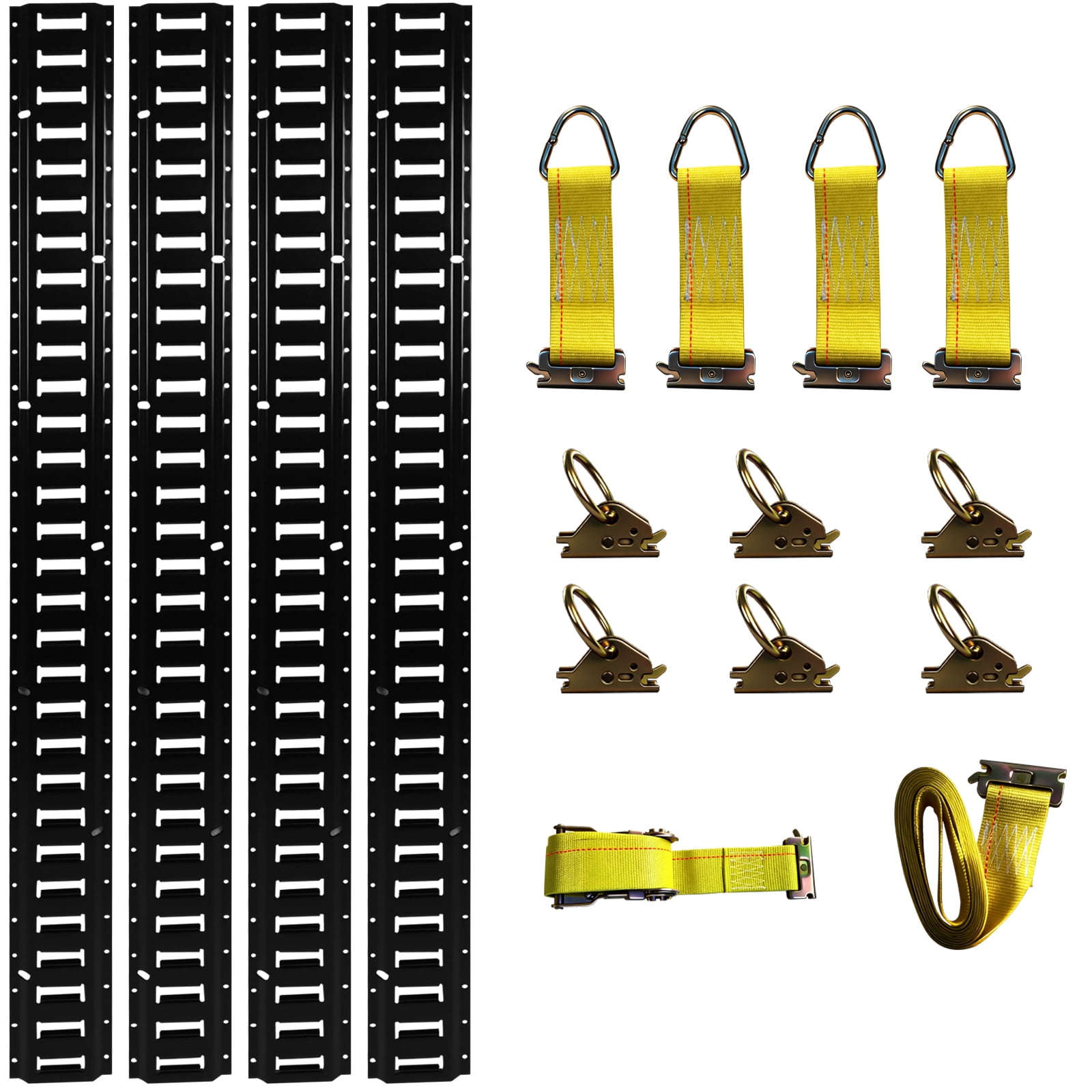 E-Track Tie-Down Rail Kit, 16-Piece Heavy-Duty Cargo Securing System ...