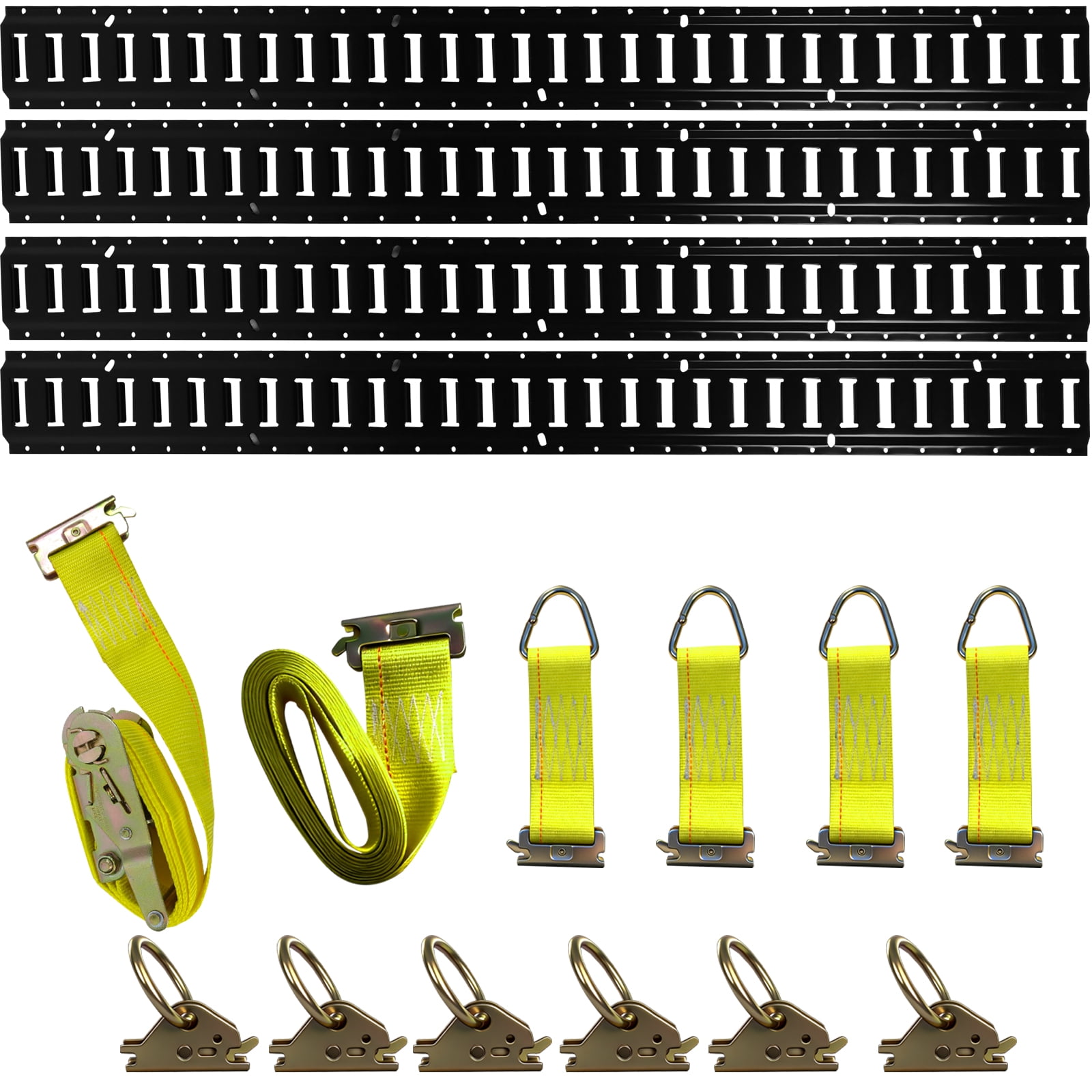 E Track Tie-Down Rail Kit,16 pcs 5' E-Tracks Set Includes 4 Steel Rails ...
