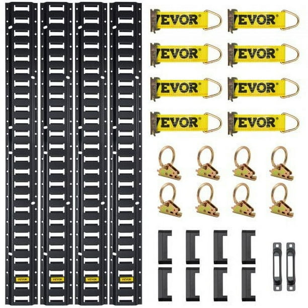 E Track Tie-Down Rail Kit, 30PCS 5FT E-Tracks Set Includes 4 E Track Tie-Down Rail Kit, 30PCS 5FT E-Tracks Set Includes 4