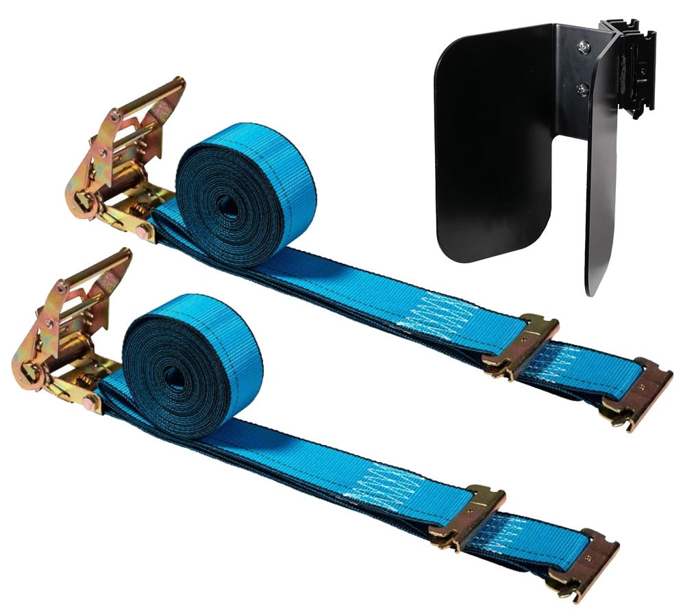 E-Track Wheel Chock & Strap Kit – 2PK 2" x 20' Tie Down E Track Straps ...