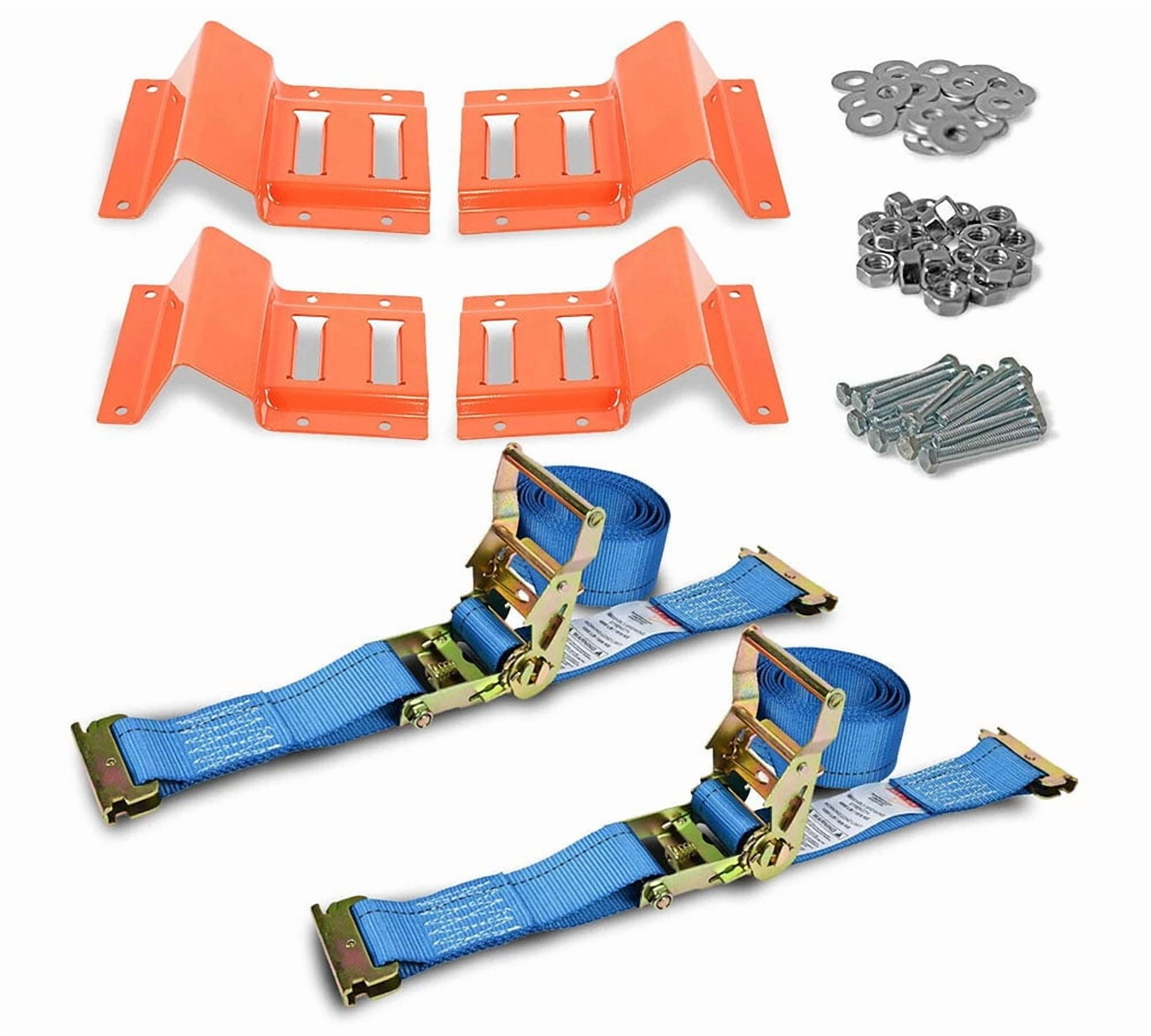 E-Track Wheel Chock and Strap Kit , (4) E-Track Wheel Chocks (Orange ...