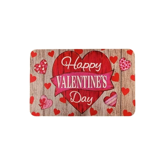 E Valentine’S Day Doormat With Heart Design, Non-Slip Entryway Rug For ...