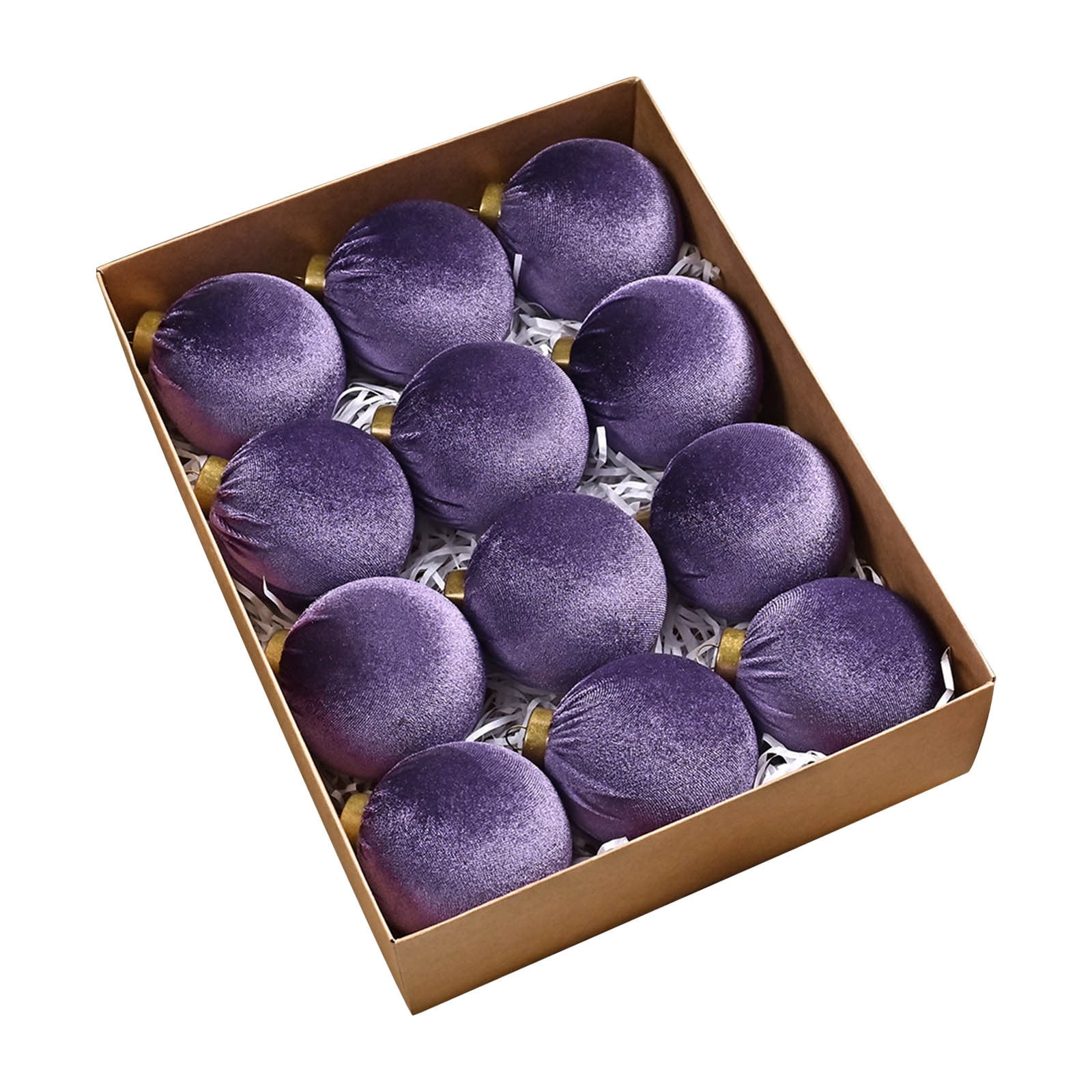 E Velvet Christmas Balls Flocked Tree Ornaments Plastic Xmas Decorative ...