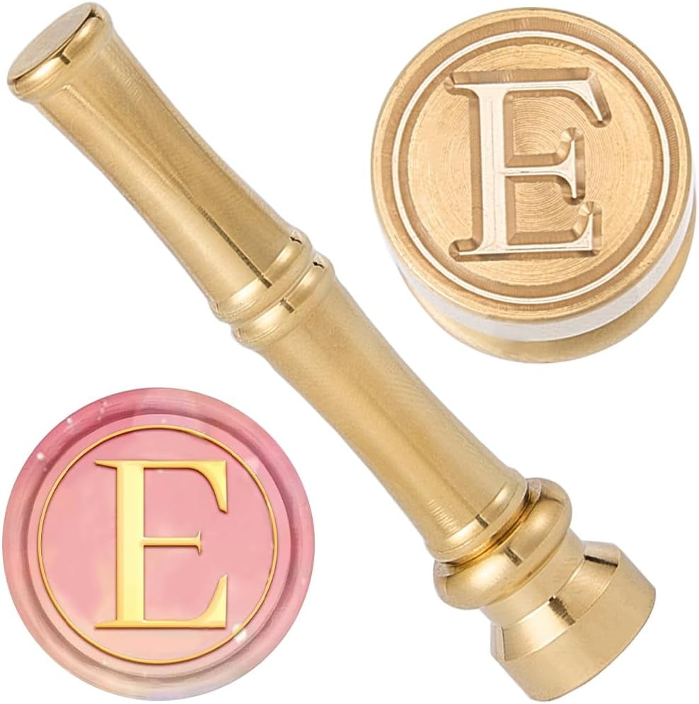E Wax Seal Stamp Letter Sealing Stamps 15mm Golden Metal Brass Retro ...