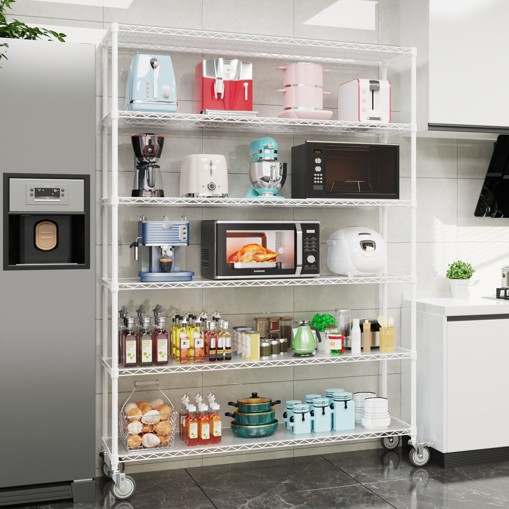 E-Western 6 Tier Wire Shelving Unit, Heavy Duty NSF Garage Storage Shelves, Height Adjustable ...