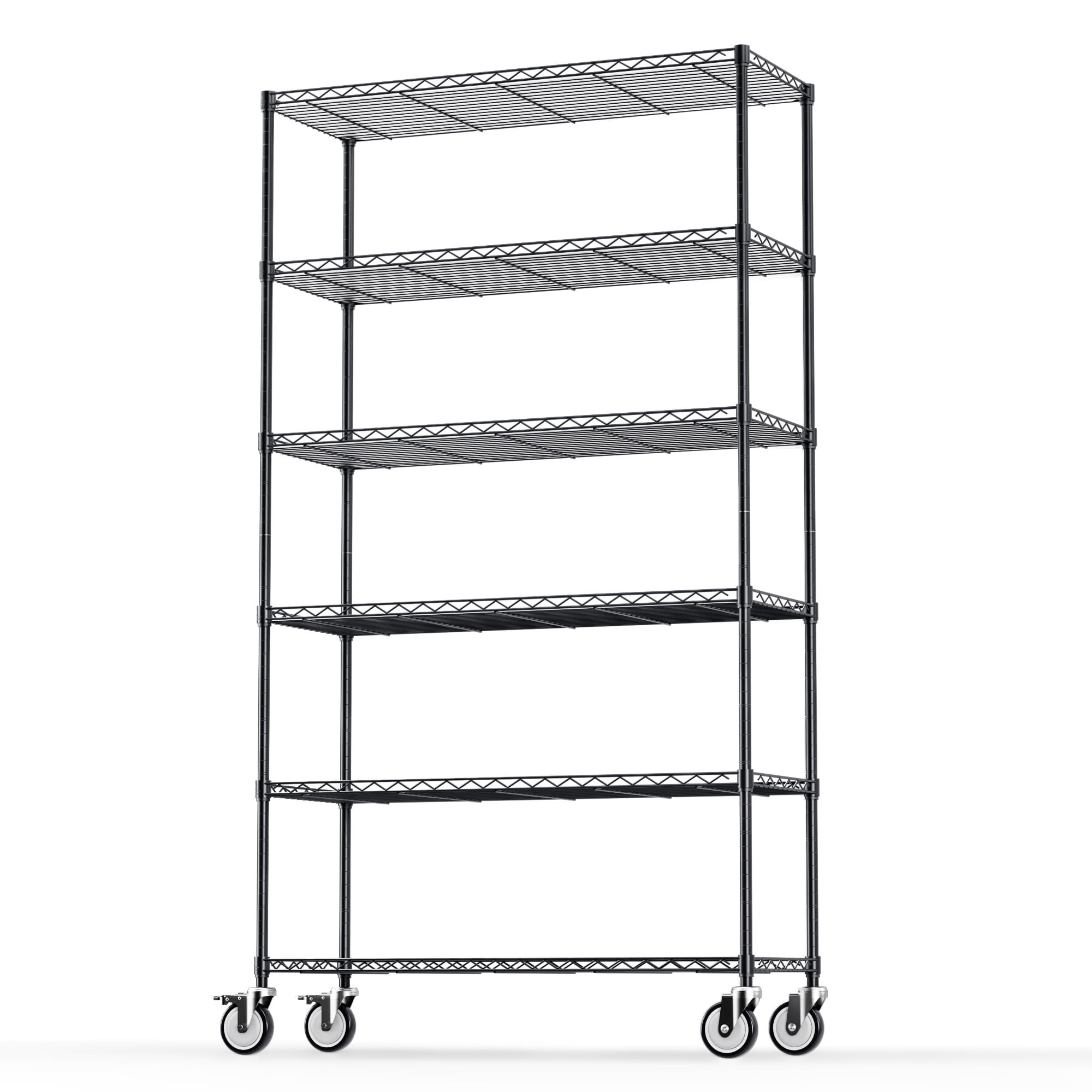 E-Western 6-Tier Wire Shelving Unit with Fence, Heavy-Duty Steel Garage ...