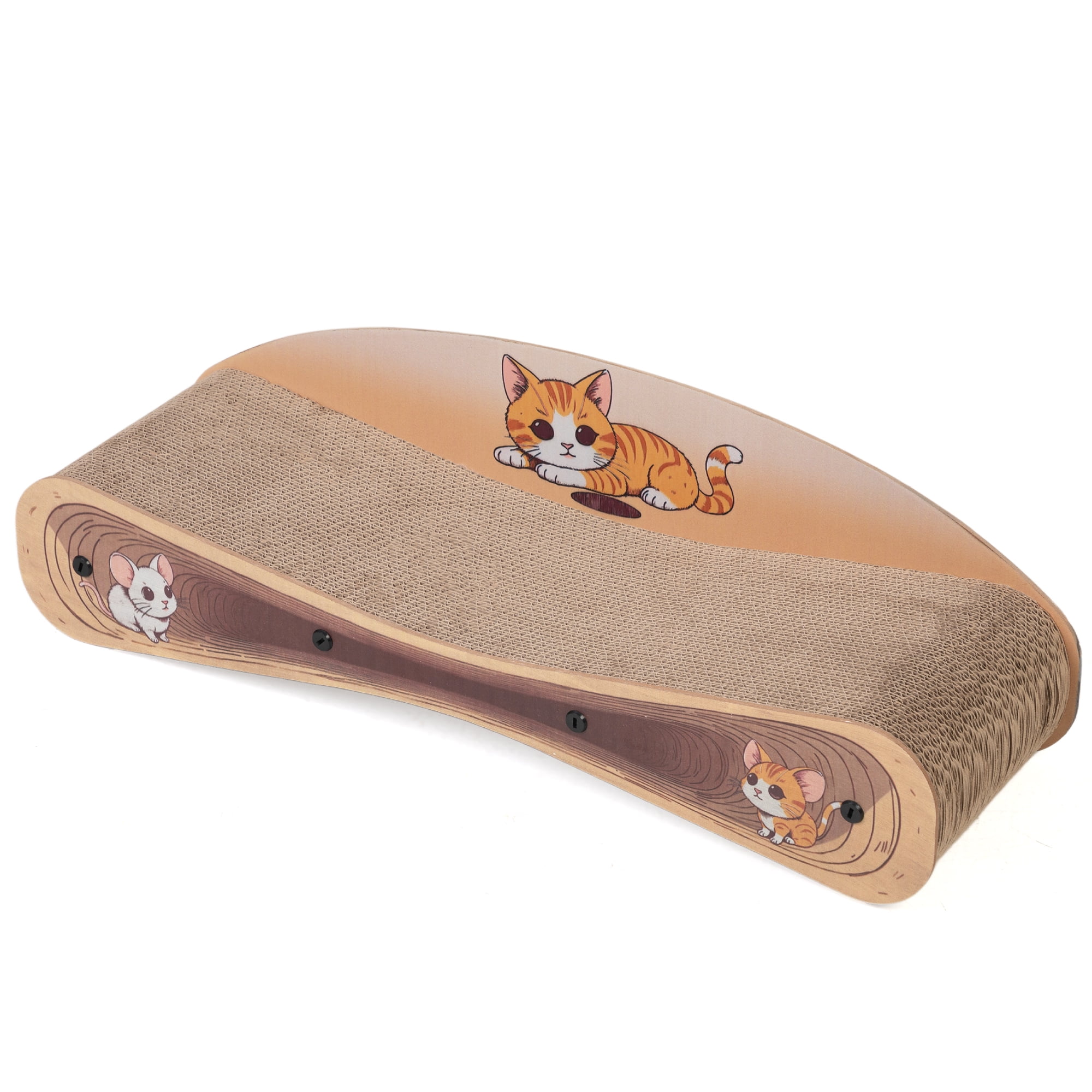 E-Western Reversible Cat Scratcher Bed & Lounger with Curved Design ...