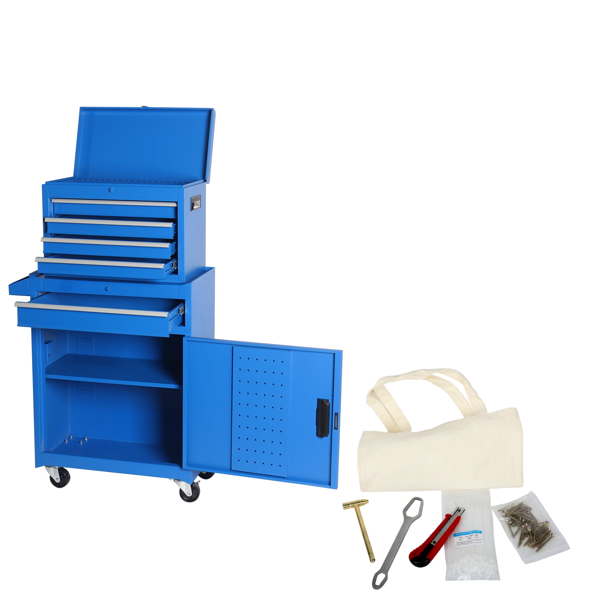 E-Western Tool Chest 5-Drawer Rolling Cabinet with Detachable Top Box ...
