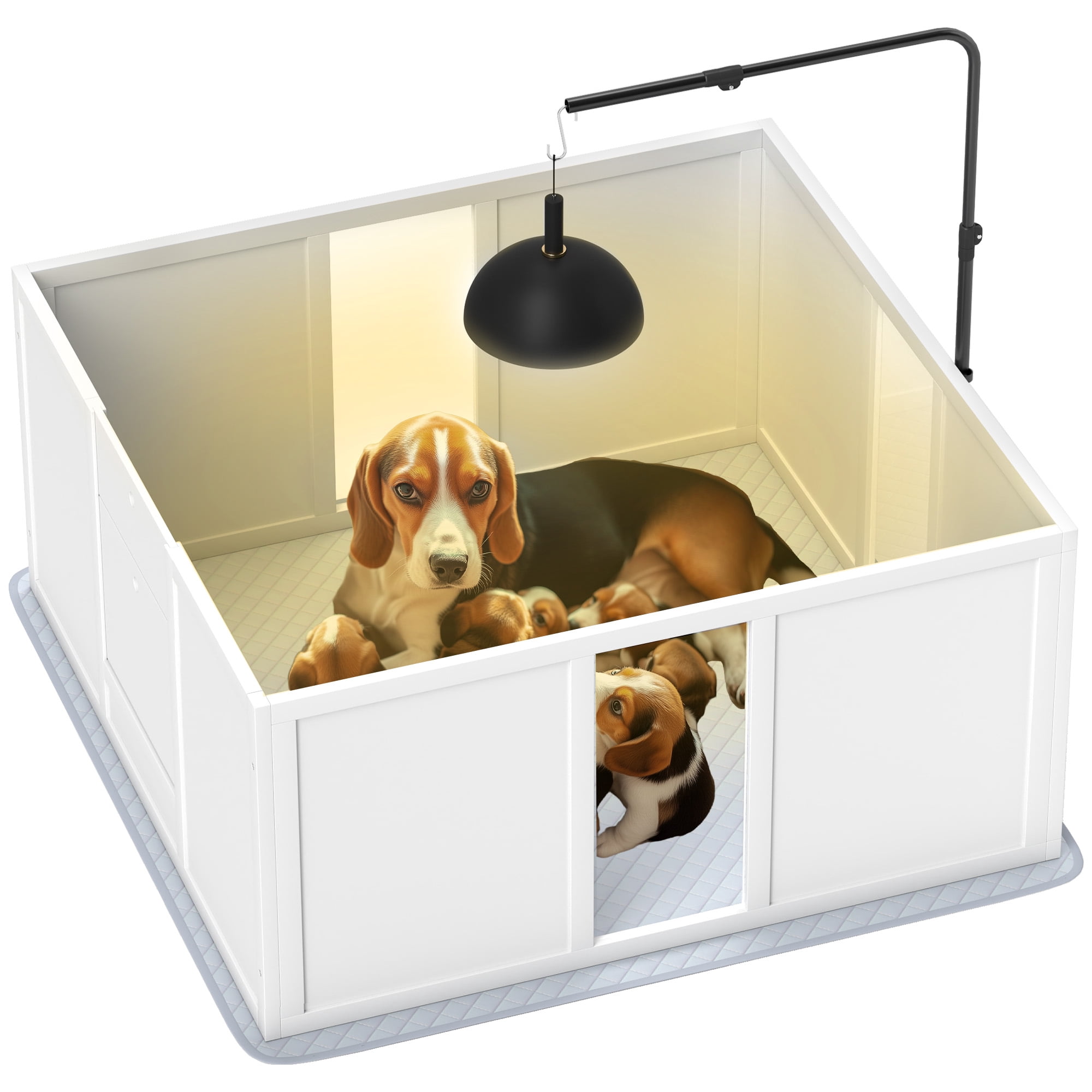 E-Western Whelping Box for Dogs - Adjustable Light Stand, Waterproof ...