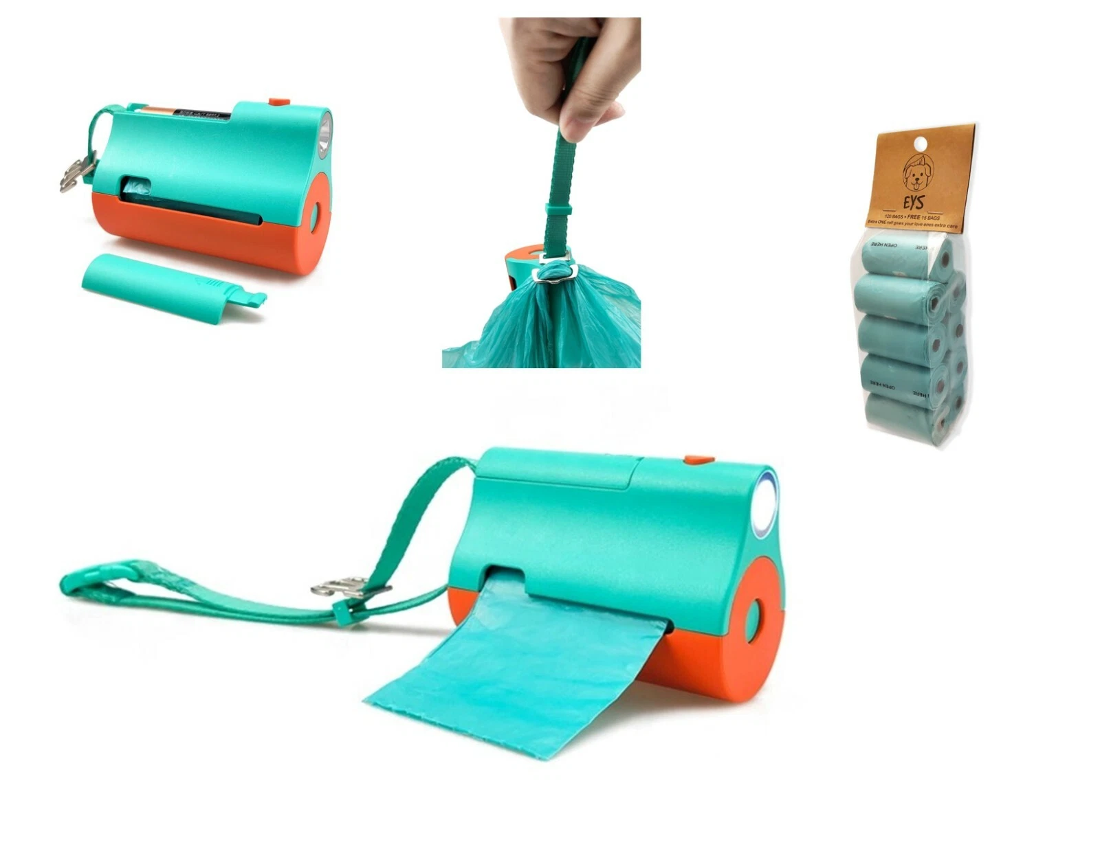 E Y S Dog Poop Bags Dispenser With Build In Led Flash Light And Carrier ...