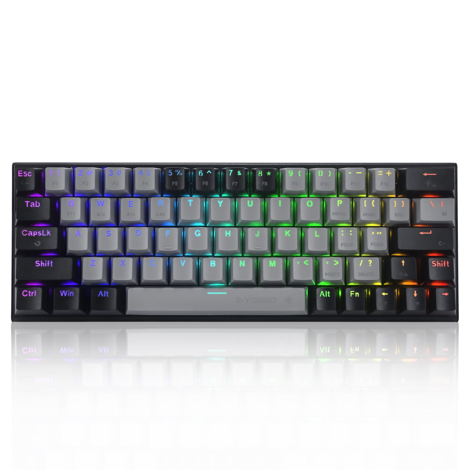 E-YOOSO 63 Keys Wireless Mechanical Keyboard - Compact RGB Gaming Keyboard with Hot-Swappable ...