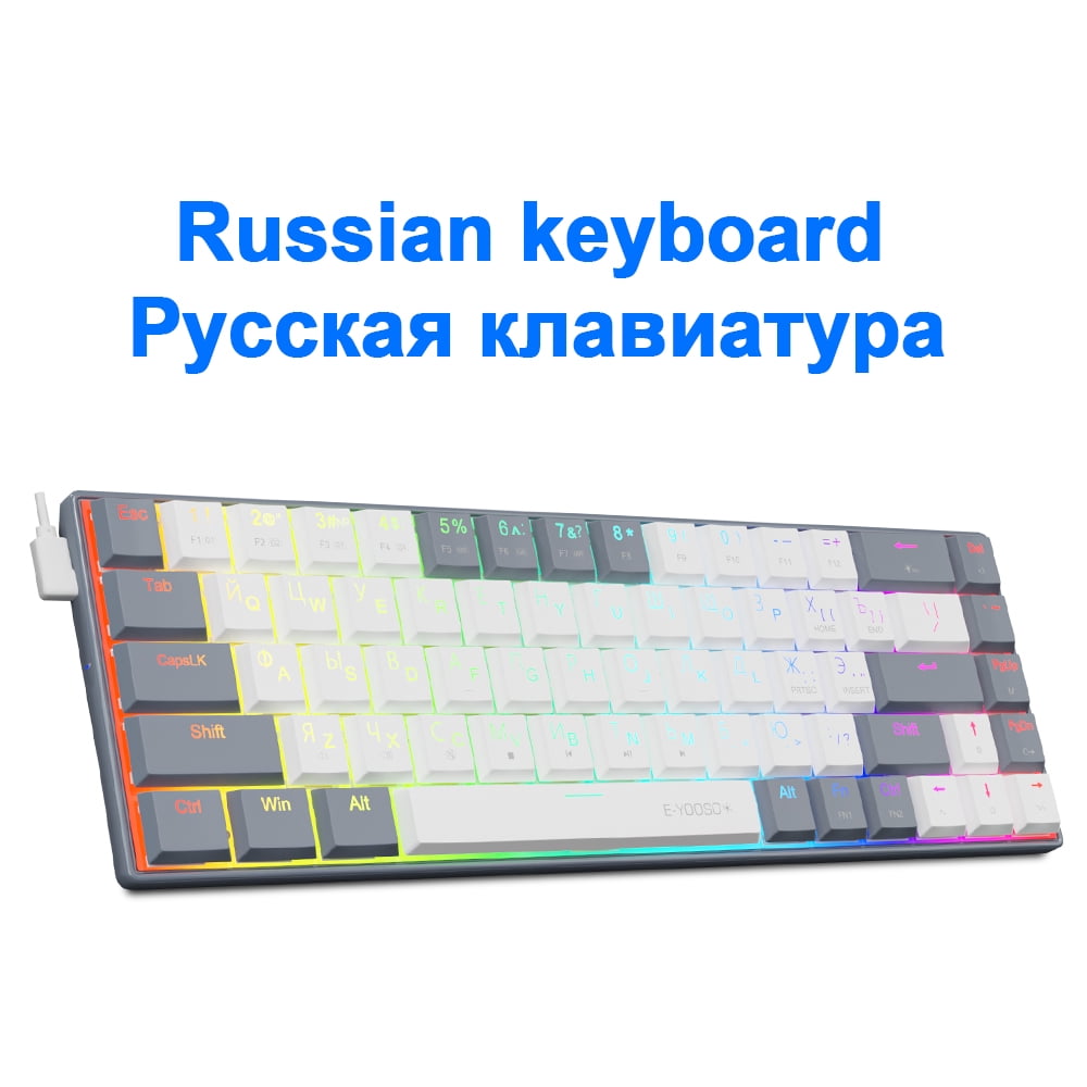 E-YOOSO A68 RGB Mini Slim USB Wired Mechanical Gaming Keyboard Red ...