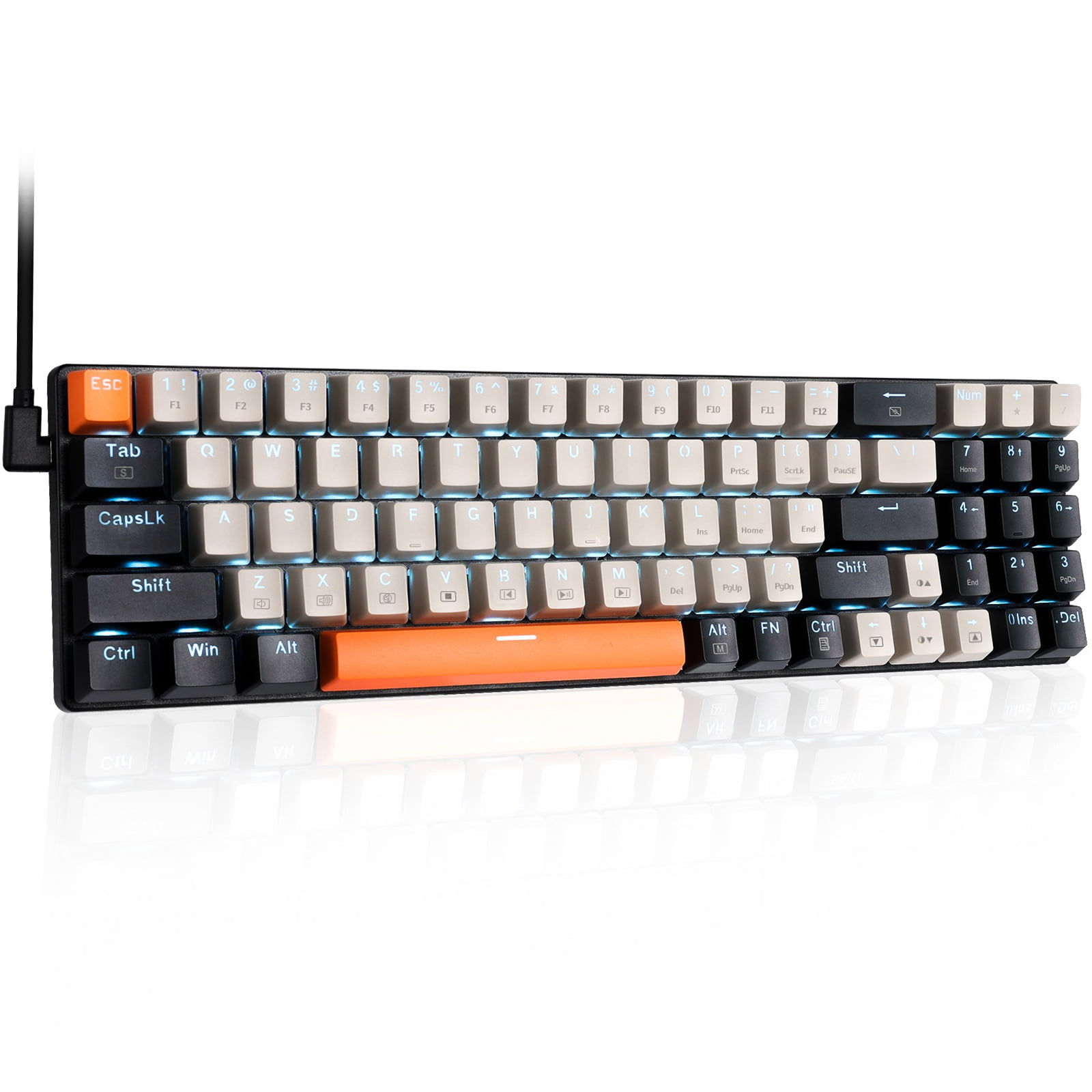 E-YOOSO Mechanical Wired Keyboard,Led Backlit,Red Switch,Compact 78 ...