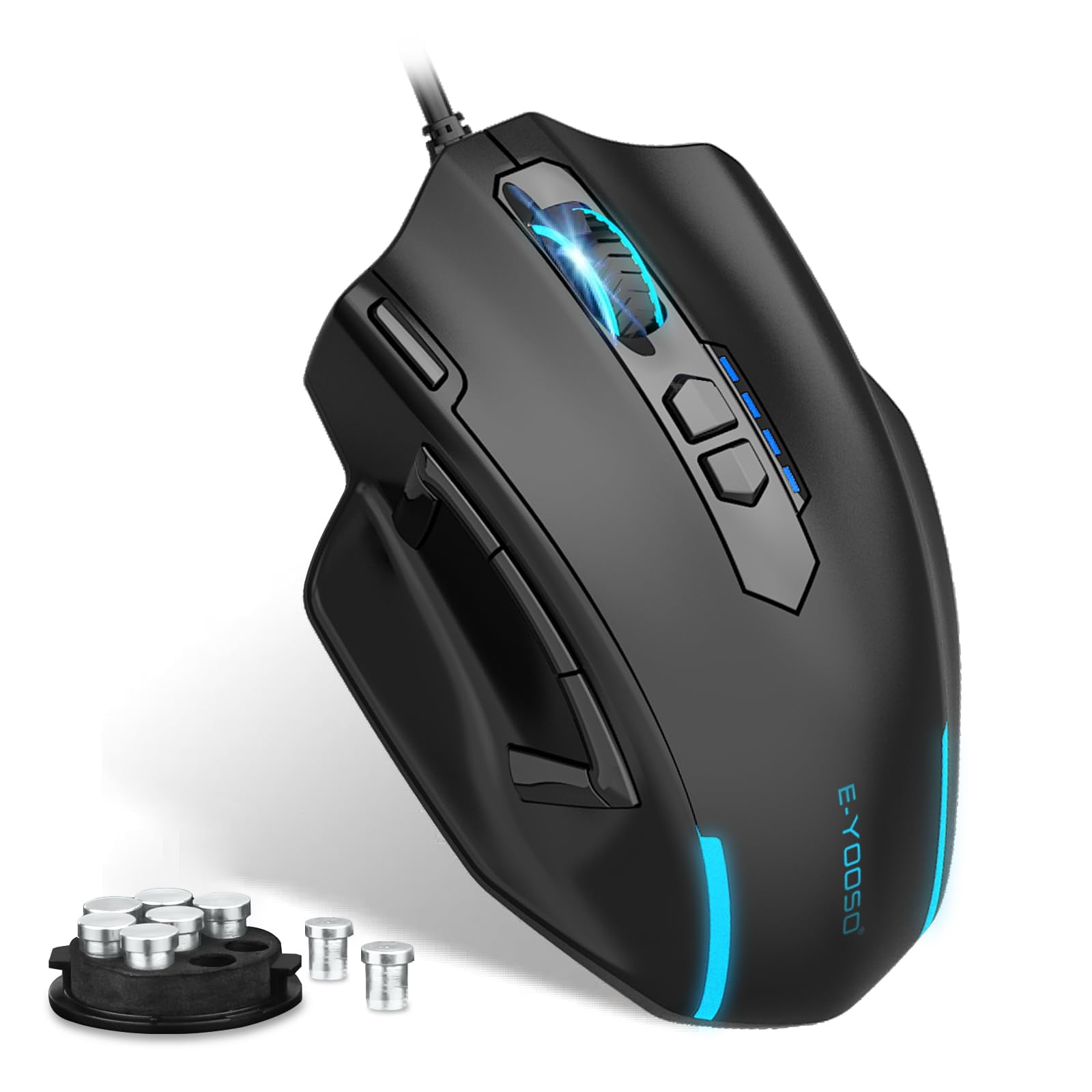 E-YOOSO Wired Large Gaming Mouse, Big Gamer Mouse with Rapid Fire Button, 5 Side Buttons, 12400 ...