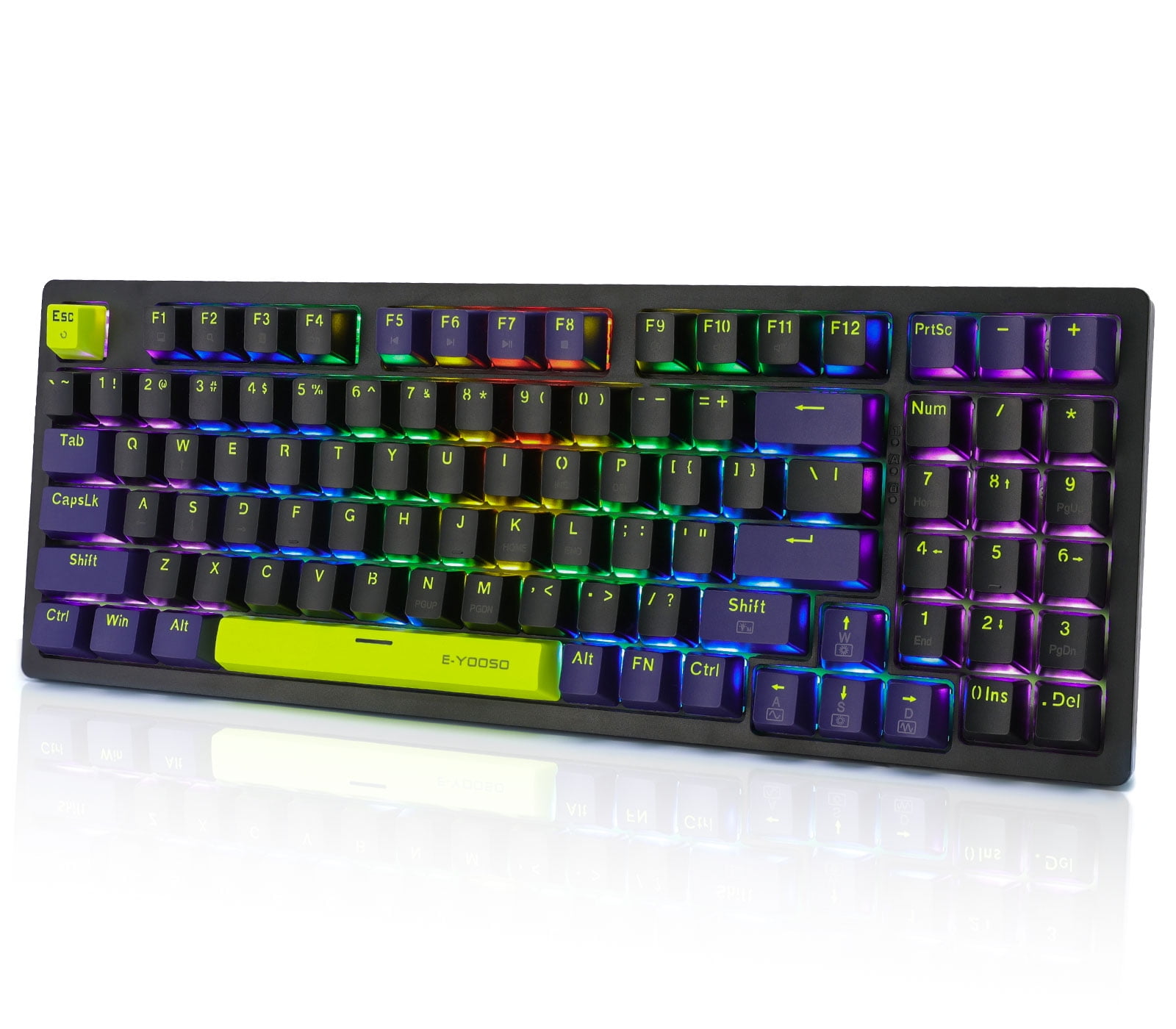 E-YOOSO Z-94 Mechanical Gaming Keyboard Rainbow Backlit, 94 Key Gaming ...