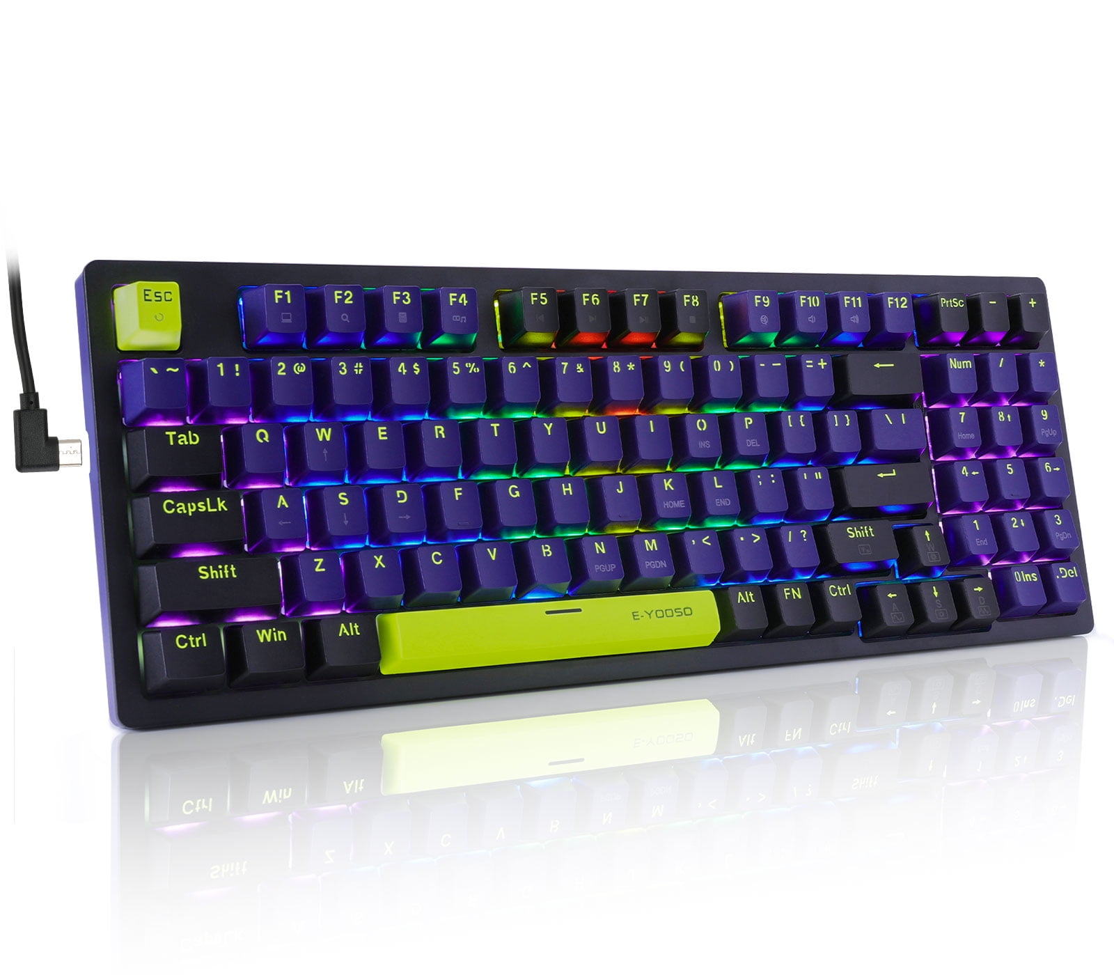 E-YOOSO Z-94 Mechanical Keyboard Rainbow Backlit, 94 Keys 90% Gaming ...
