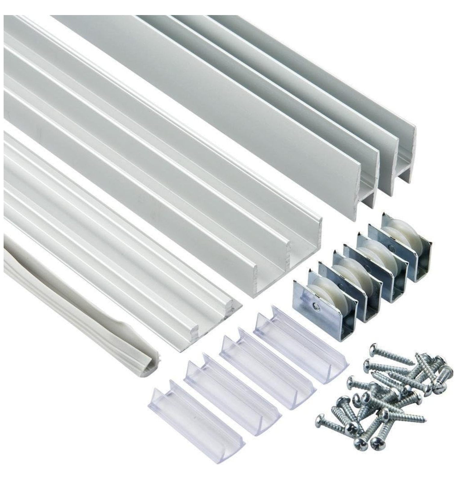 E-Z Glide Aluminum Sliding Glass Door Track Set - 4 ft. w/Nylon for 1/4 ...