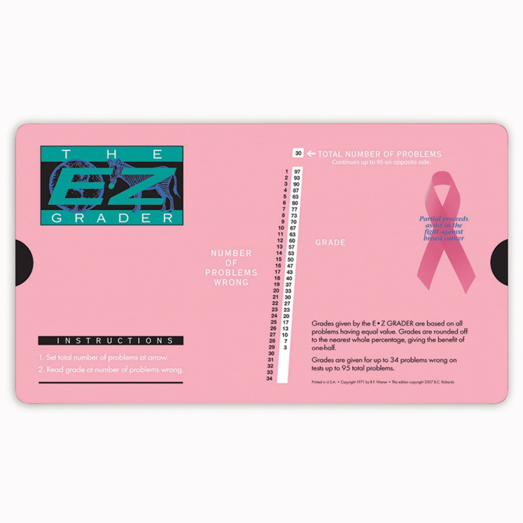 E-Z Grader Scoring Chart, 8.5" x 4.75", Pink - Walmart.com
