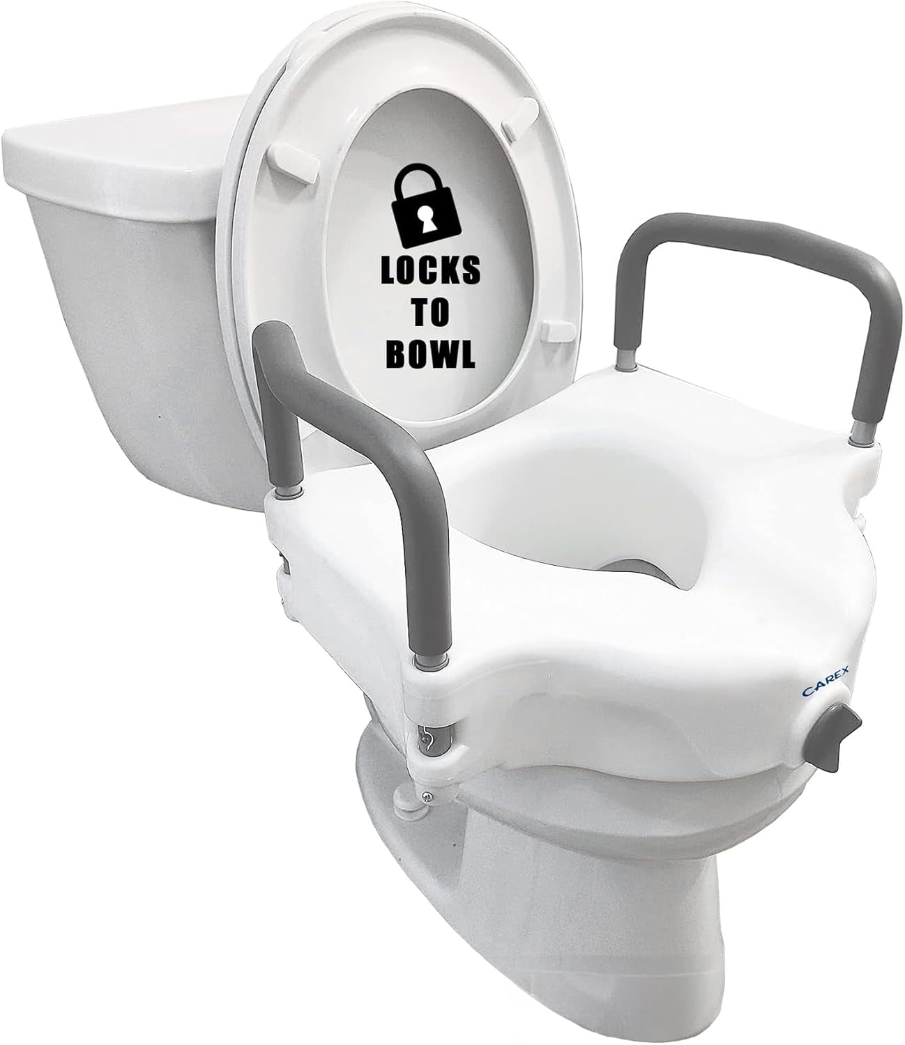 E-Z Lock Raised Toilet Seat with Handles - 4.5 Inch Toilet Seat Riser ...