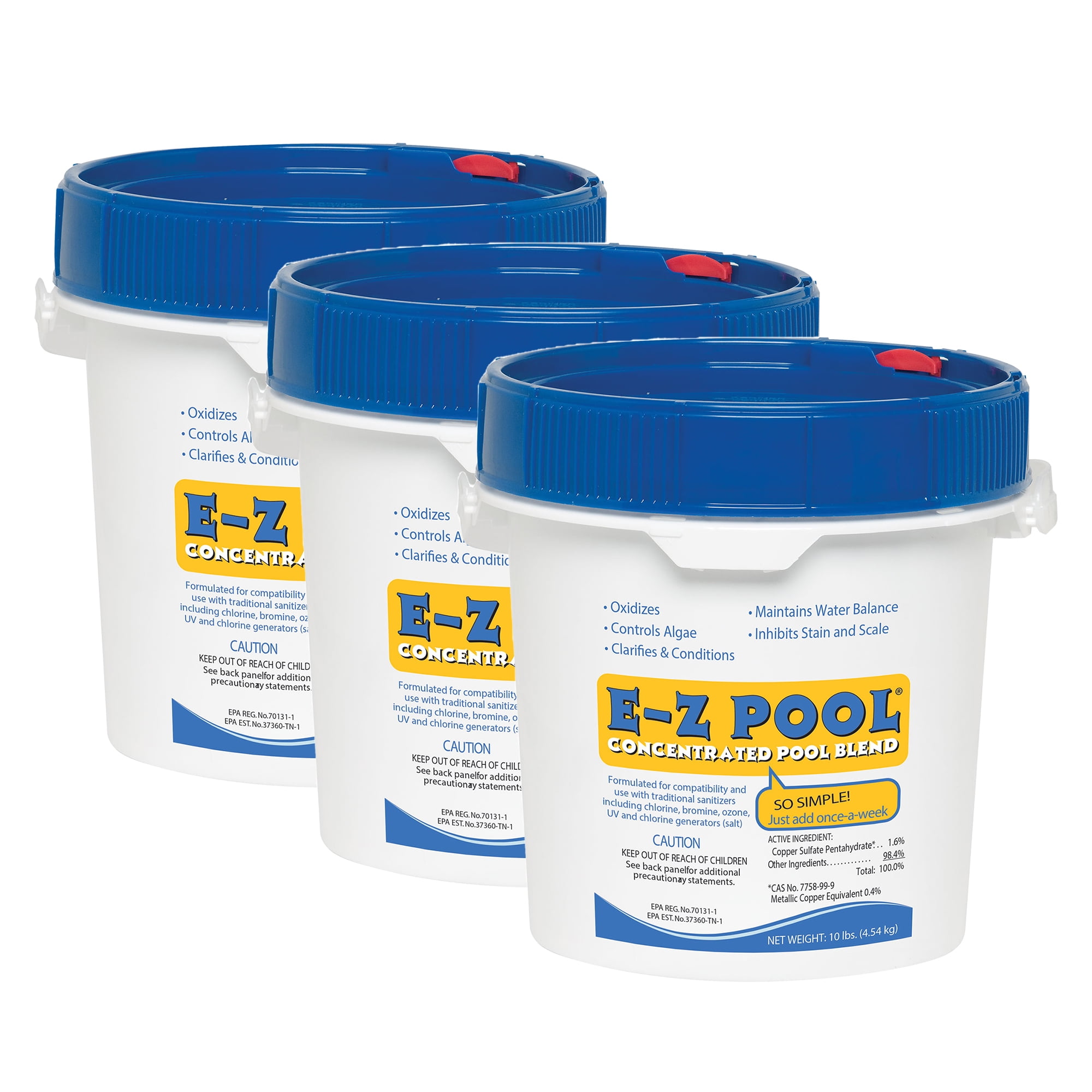 E-Z Pool Weekly All in 1 Concentrated Pool Care Solution Bucket (3 Pack ...