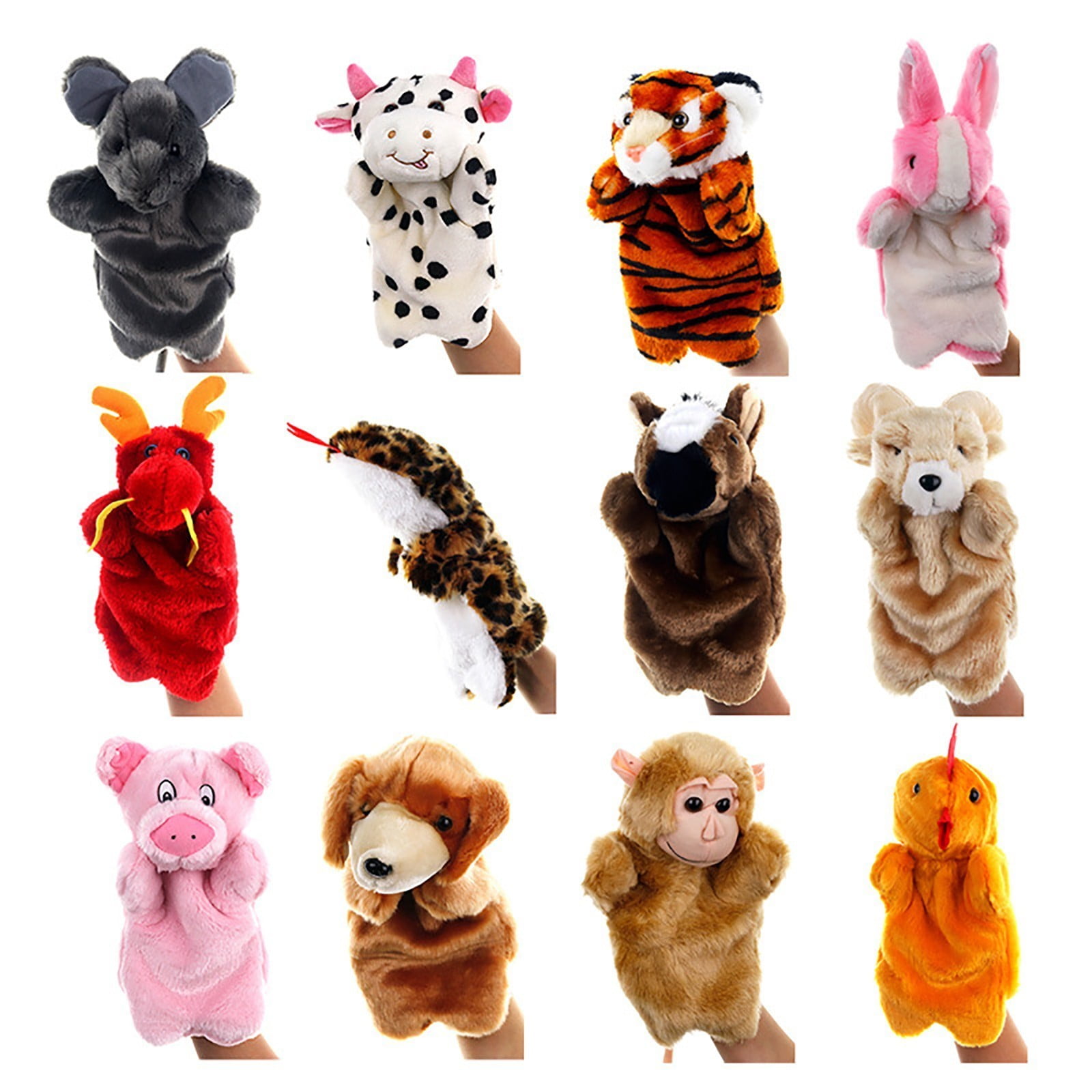E Zodiac Animal Hand Puppet Plush Toy For Kids Interactive Play Soft ...