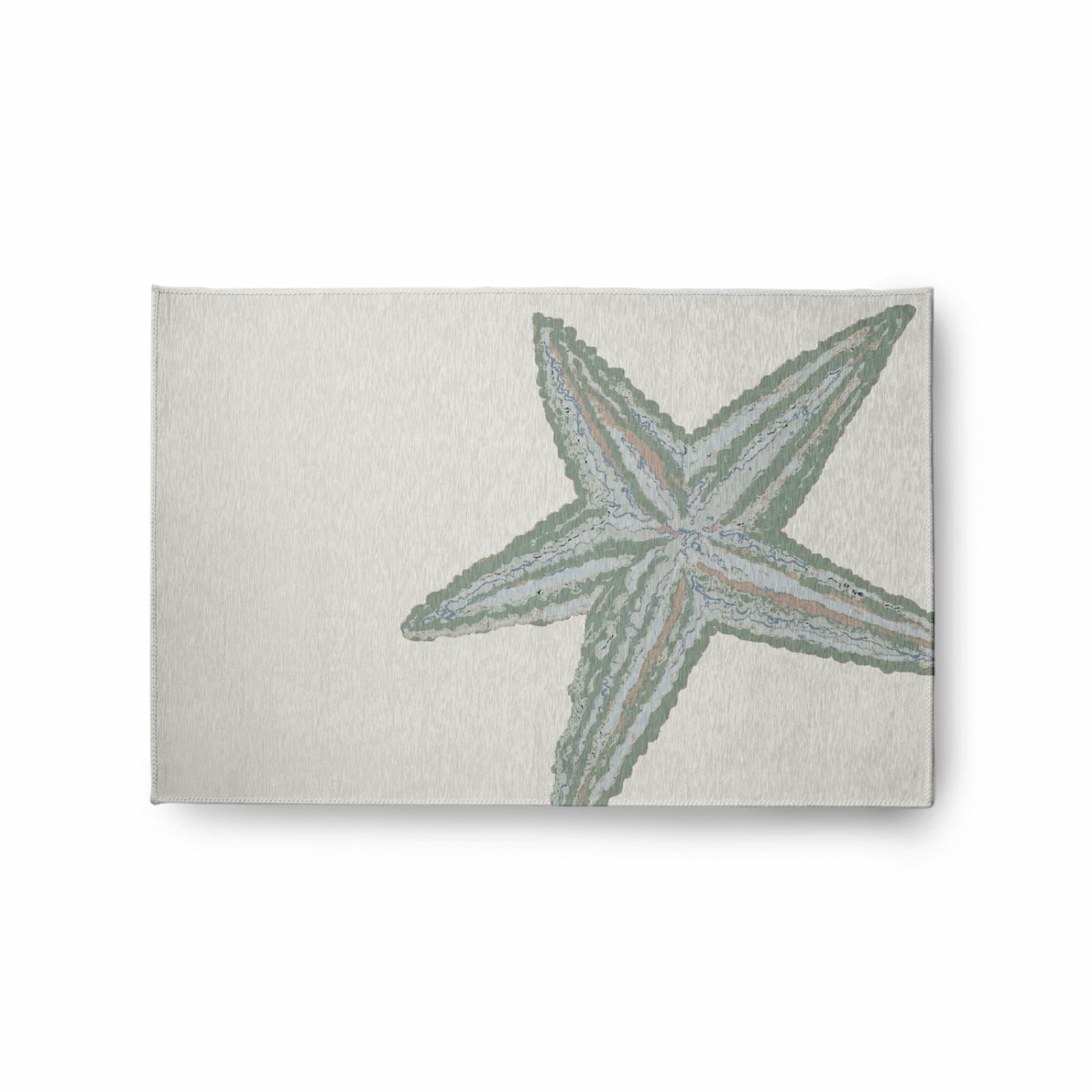 E by Design Large Starfish Nautical Indoor/Outdoor Rug - Sage - 2 x 3 ...