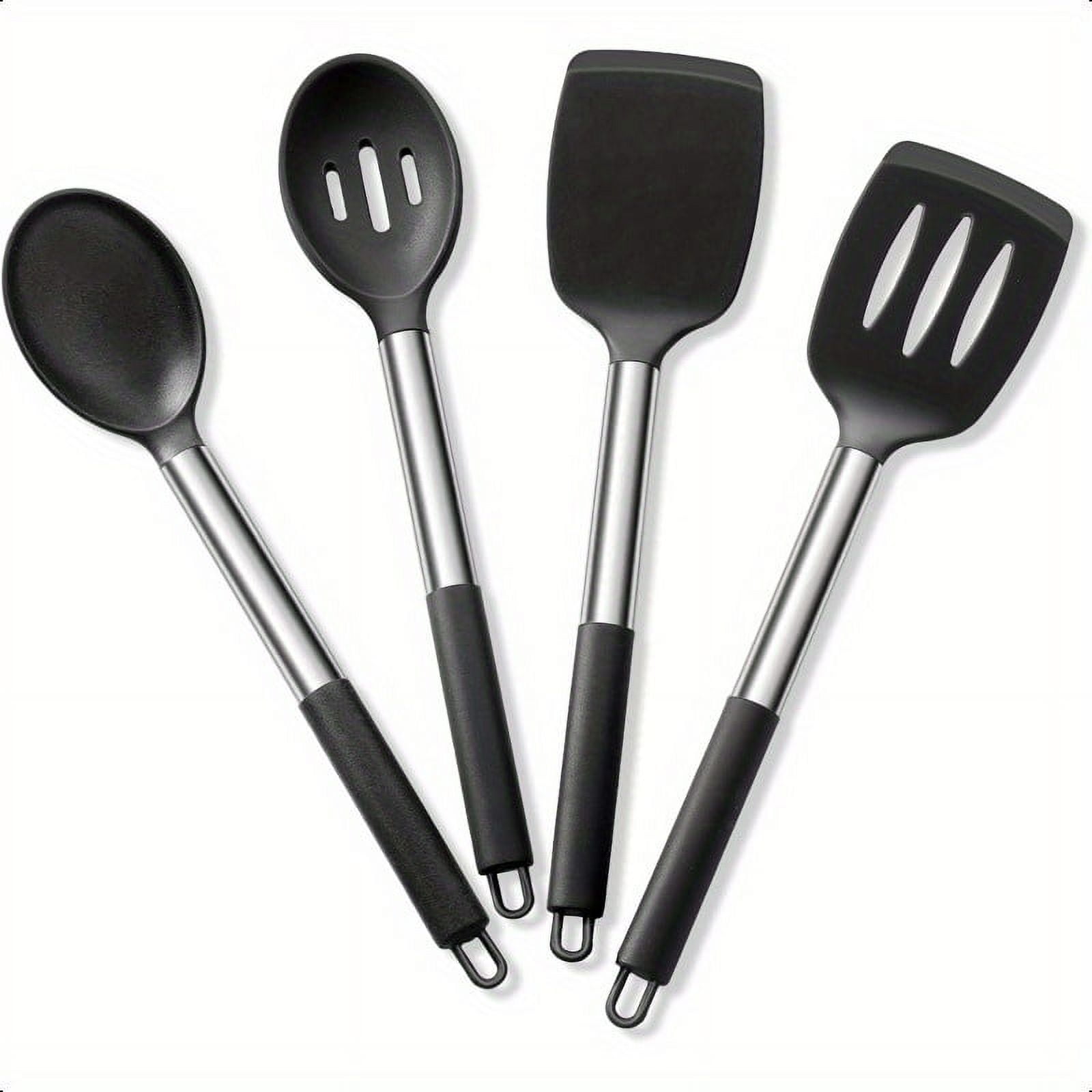E-far Cooking Utensils Set of 4 Silicone Kitchen Utensils for Non-stick ...