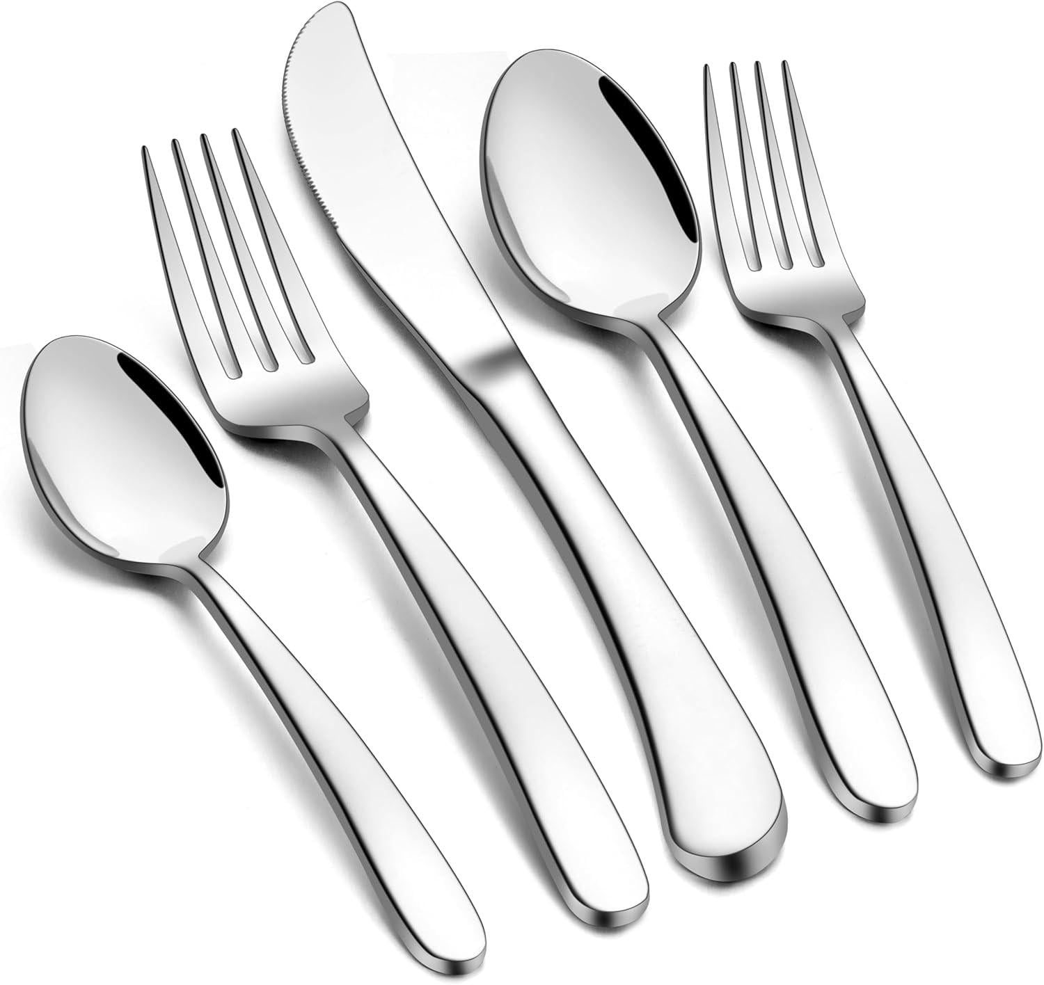 E-far Heavy Duty Silverware Set for 12, 60-Piece Stainless Steel ...