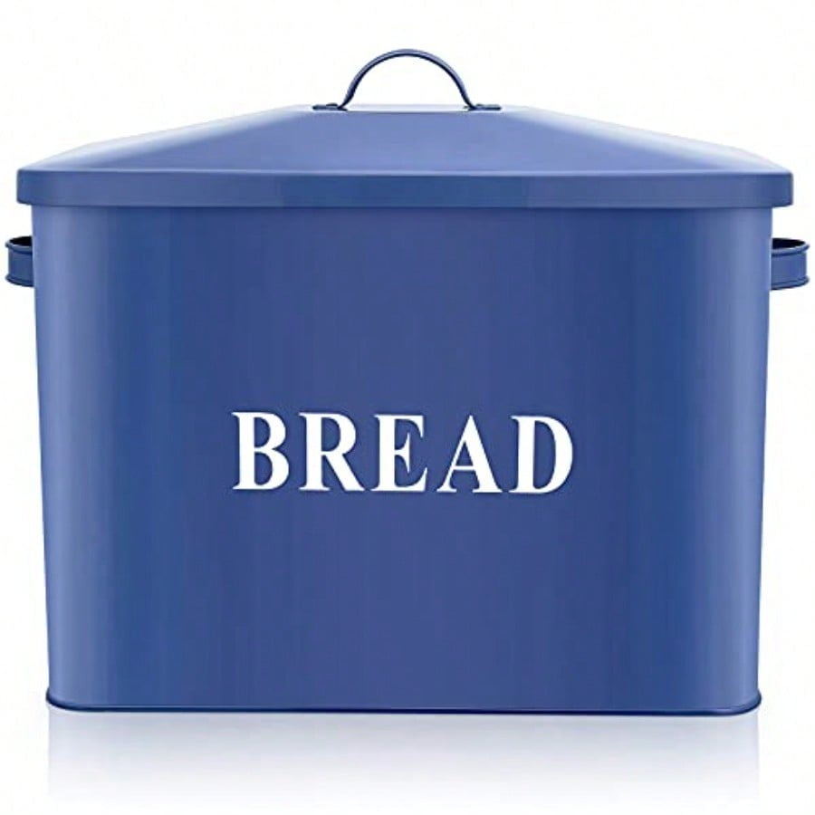 E-far Navy Blue Bread Box for Kitchen Countertop Metal Bread Bin Holder ...