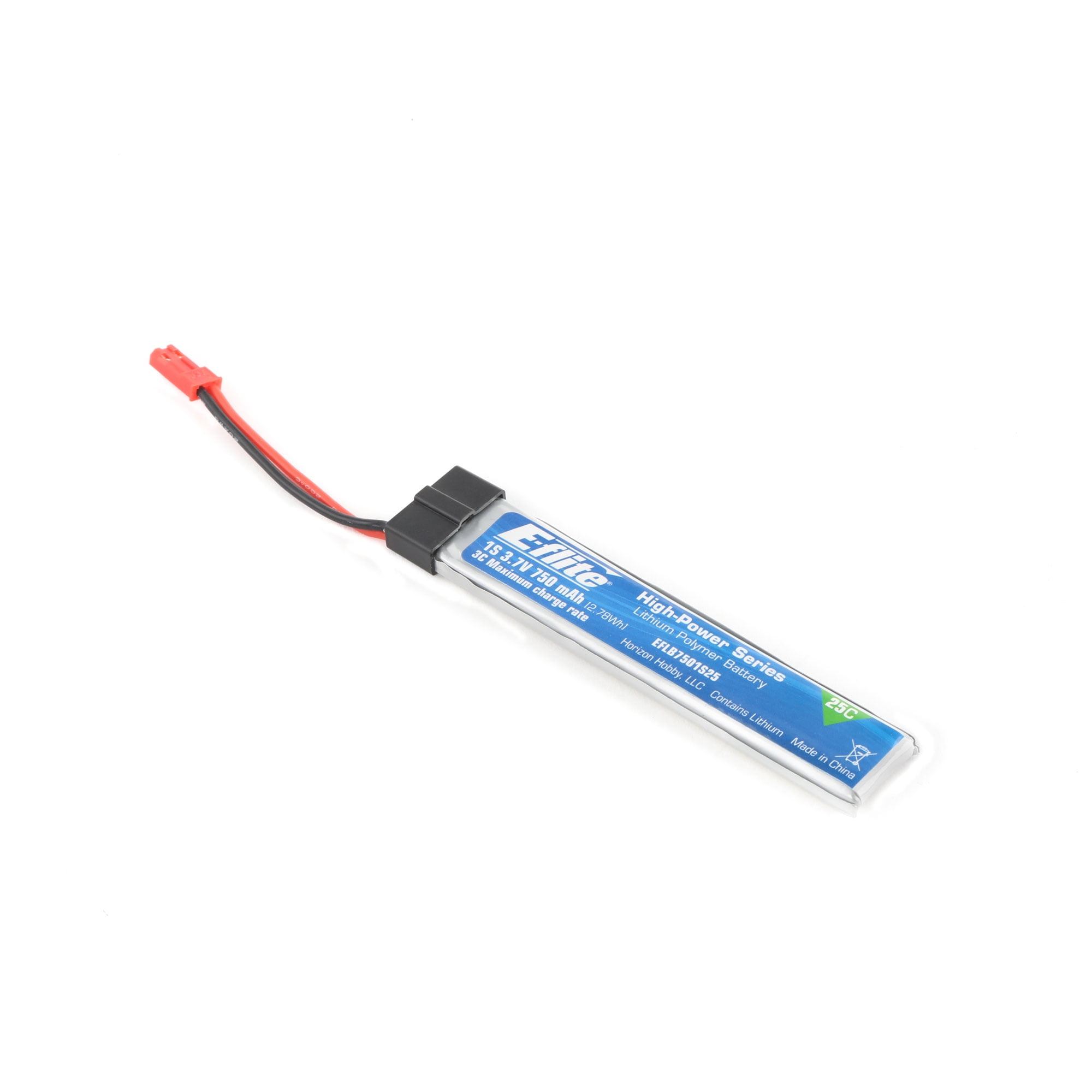E-flite 750mAh 1S 3.7V 25C LiPo Battery EFLB7501S25 Airplane Batteries ...