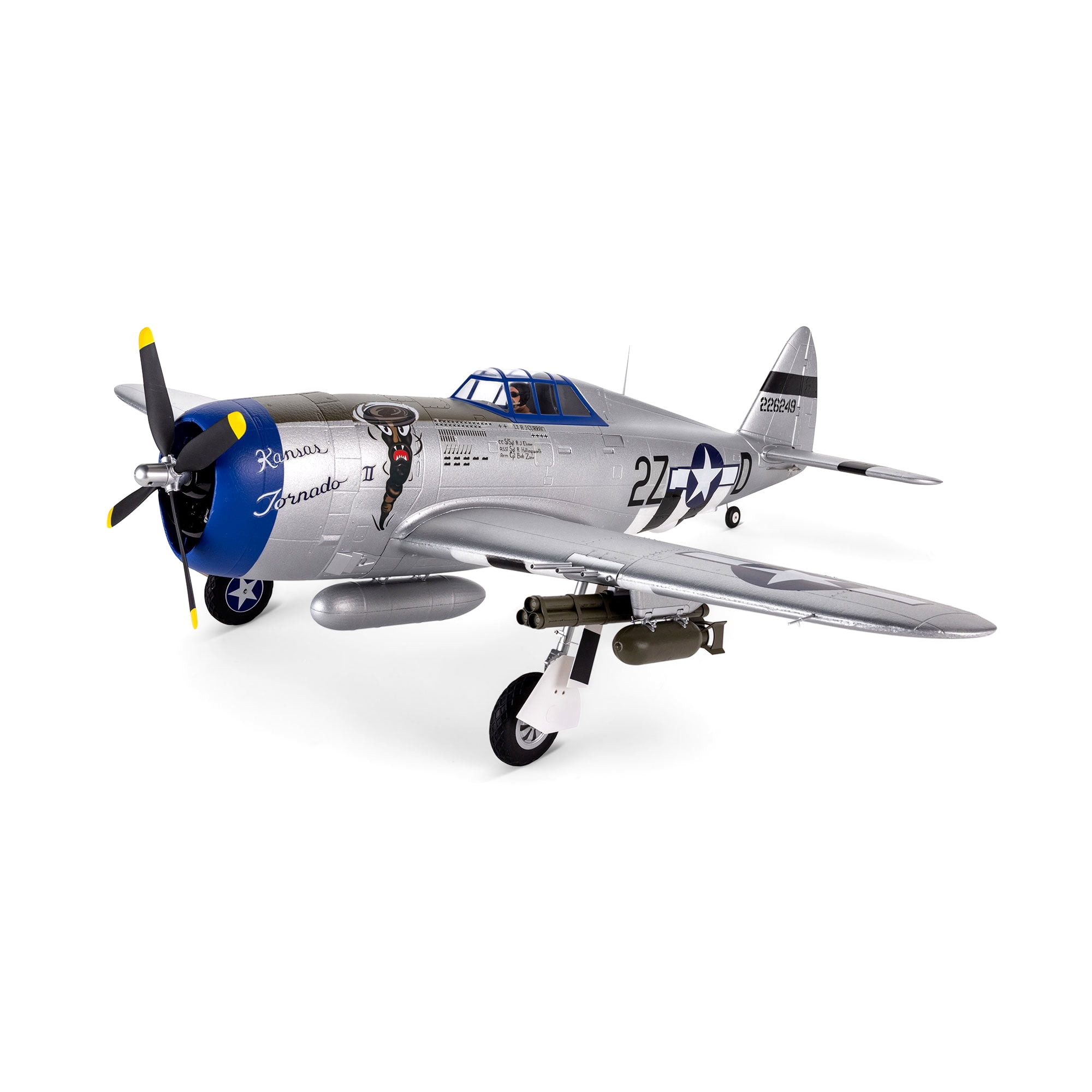 E-flite RC Airplane P-47 Razorback 1.2m BNF Basic-Transmitter Battery ...