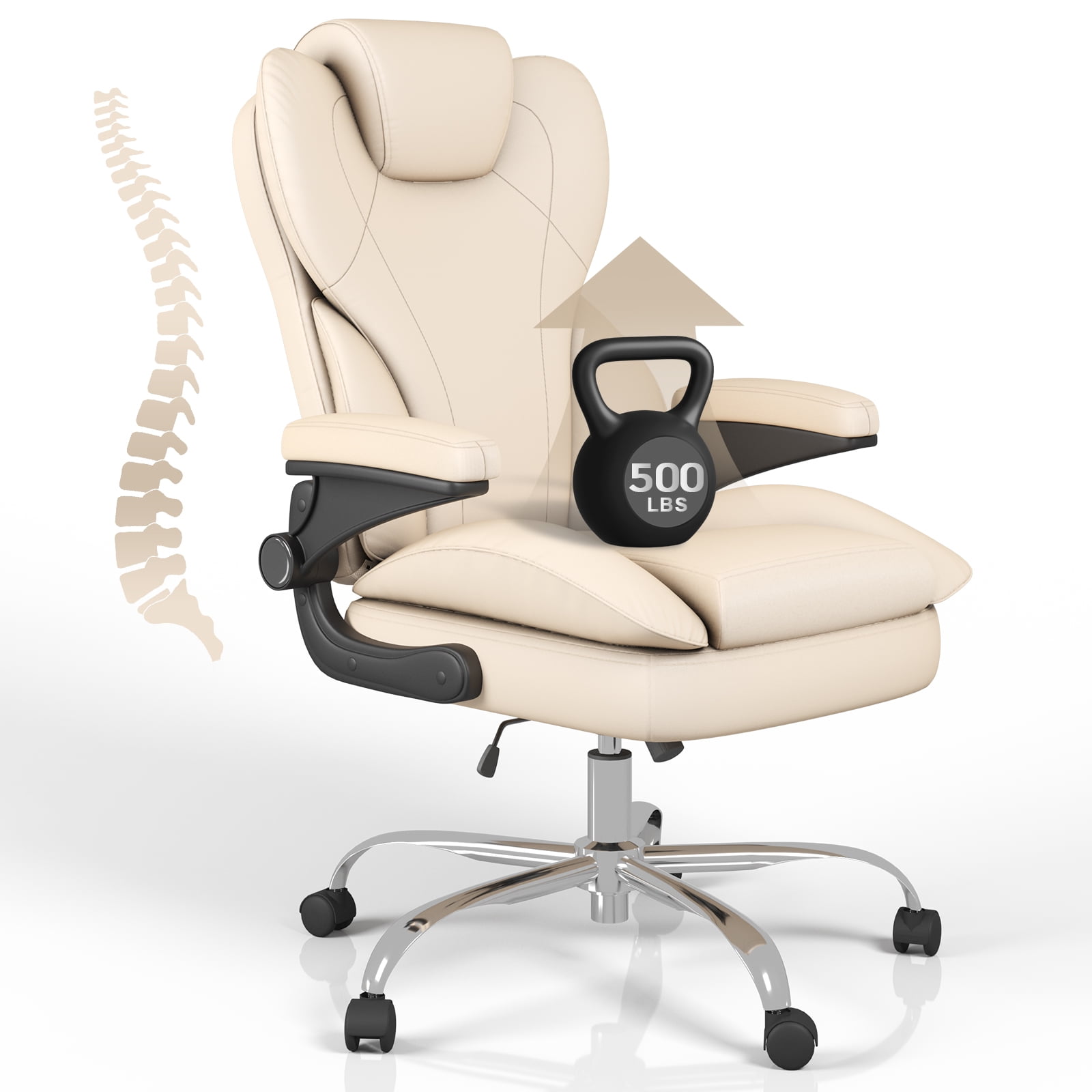E-motie Home Office Chair with Flip-up Arms and Footrest, Adjustable ...