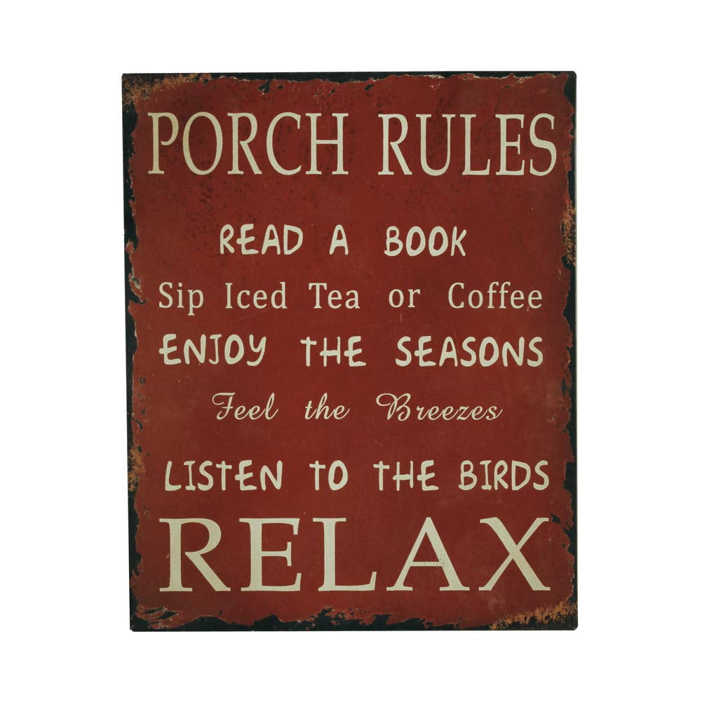 E-view Rustic Porch Rules Sign Metal Wall Sign Indoor Outdoor Home ...