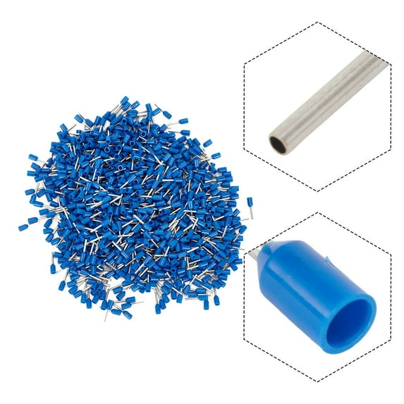 E0508 1000Pcs Insulated Crimp Terminal Cold Pressed Terminal Tubular For Awg #22 Blue - Walmart.com
