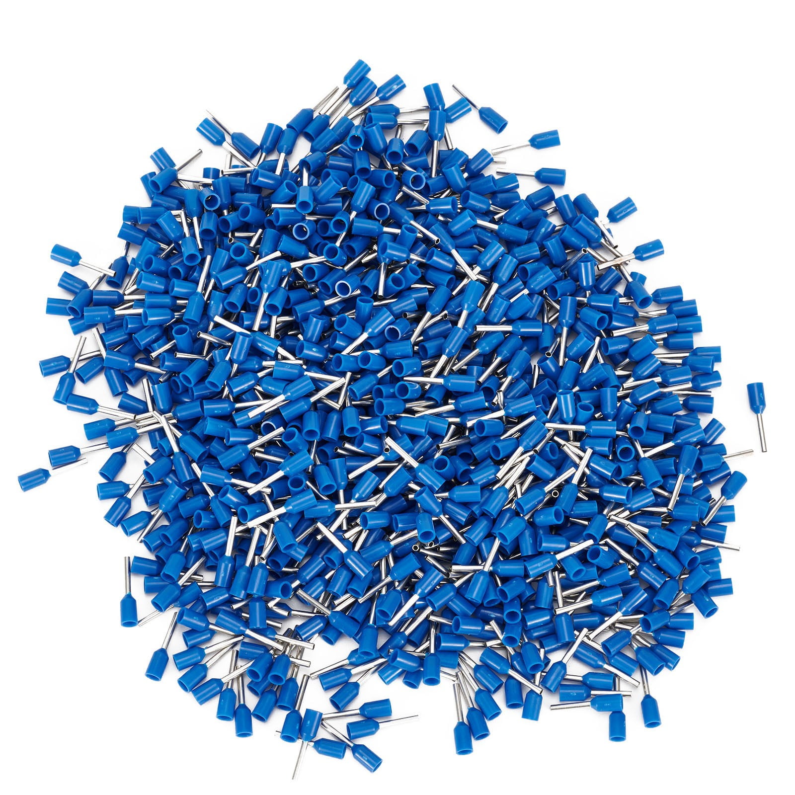 E0508 1000pcs Insulated Crimp Terminal Cold Pressed Terminal Tubular AWG #22 Blue - Walmart.com