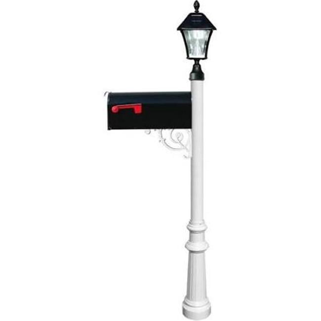 E1 Economy Mailbox System with Fluted Base & Bayview Solar Lamp, White ...