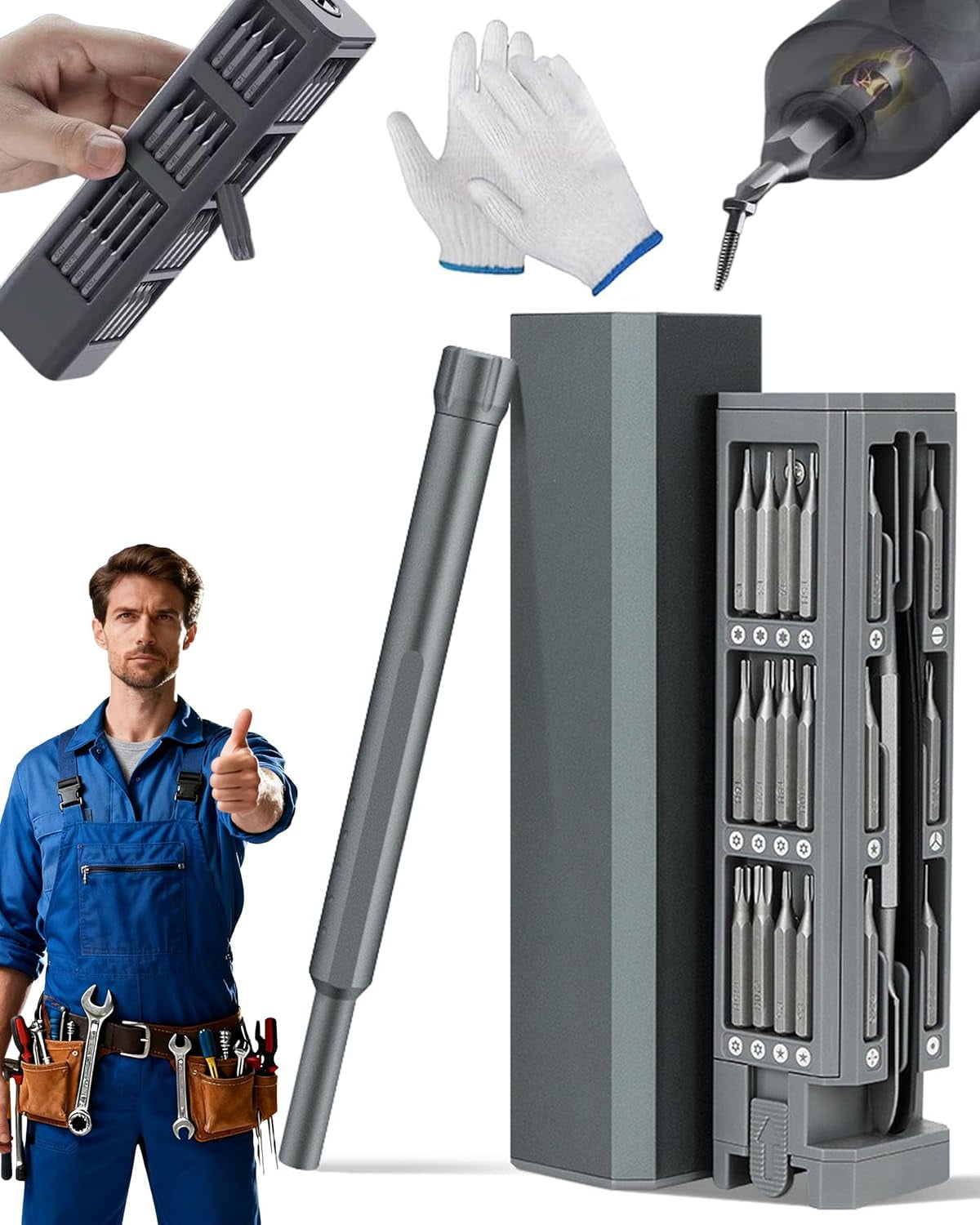 E1 Max 3.7v Mini Electric Screwdriver - 44-in-1 Magnetic Bits Set with ...