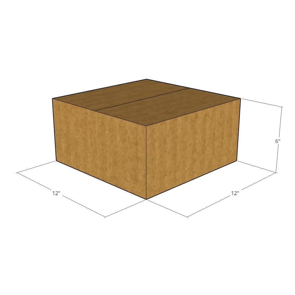 E1 Packaging 32 ECT Corrugated Shipping Box, 12x12x6 Inches, Ships Flat ...