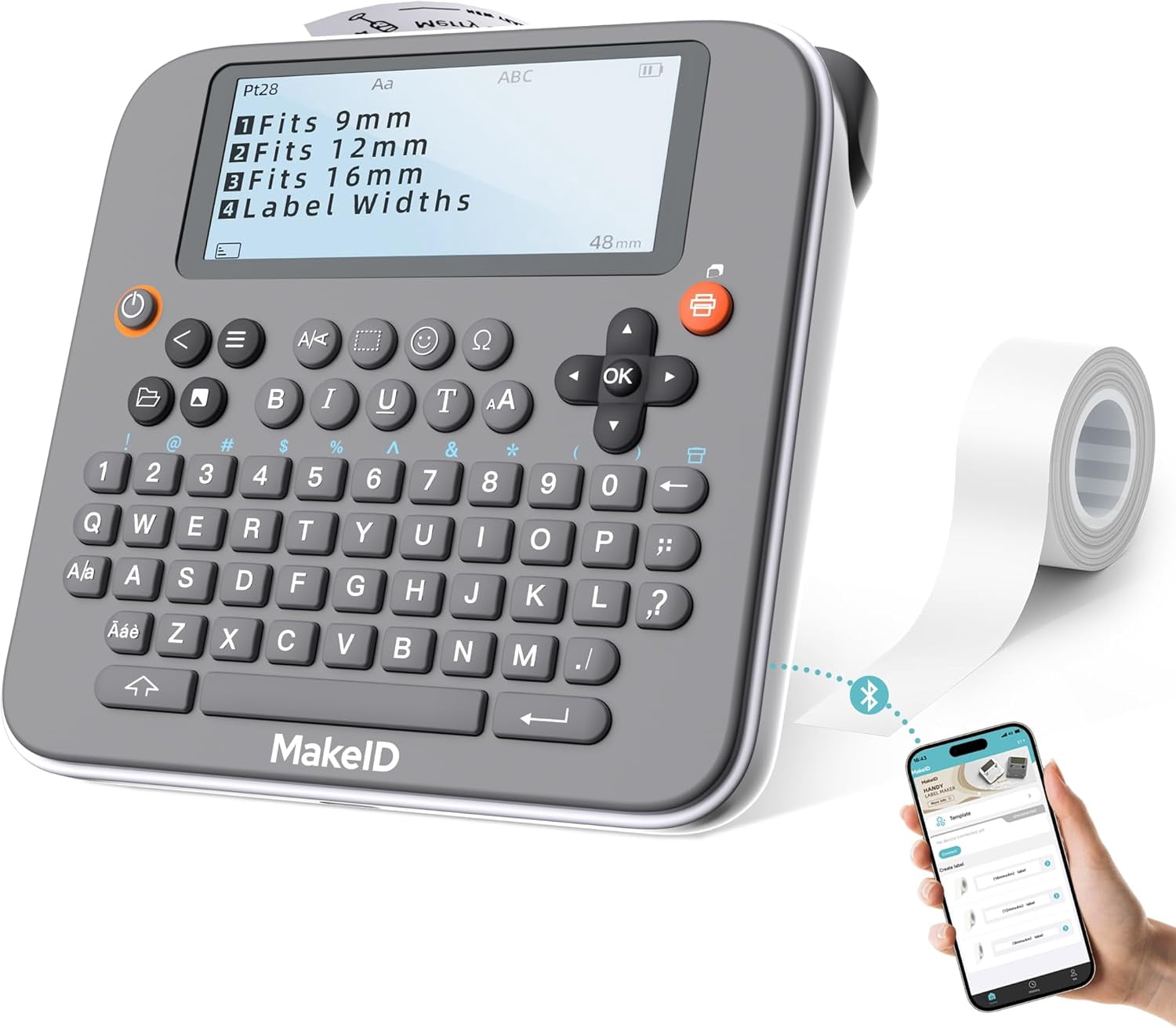 E1 Portable Label Maker - Bluetooth Compatible Thermal Printer - QWERTY ...