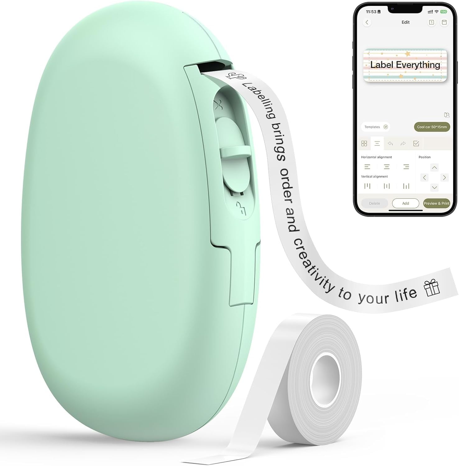 E10 Bluetooth Label Maker - Waterproof Inkless Label Printer with 35 ...