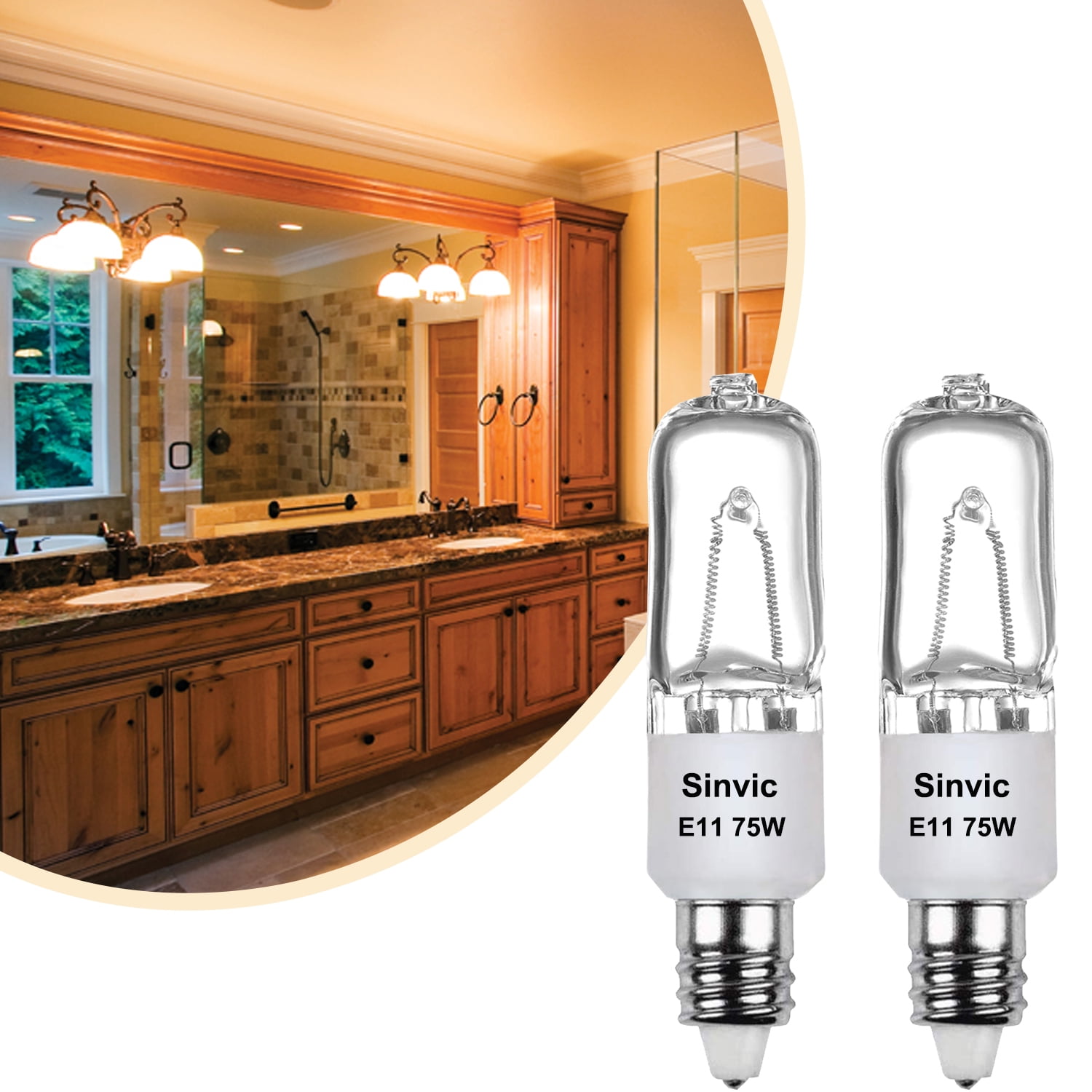 Sinvic E11 120V 75W Halogen Bulbs, 2800K Warm White, Dimmable, T4 Mini ...