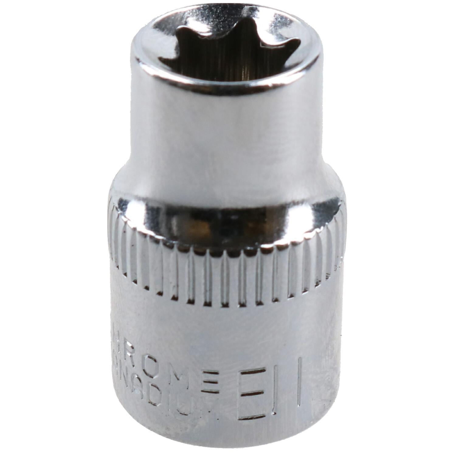 E11 Female Torx Socket Star Bit 3/8" Drive Standard External Chrome ...