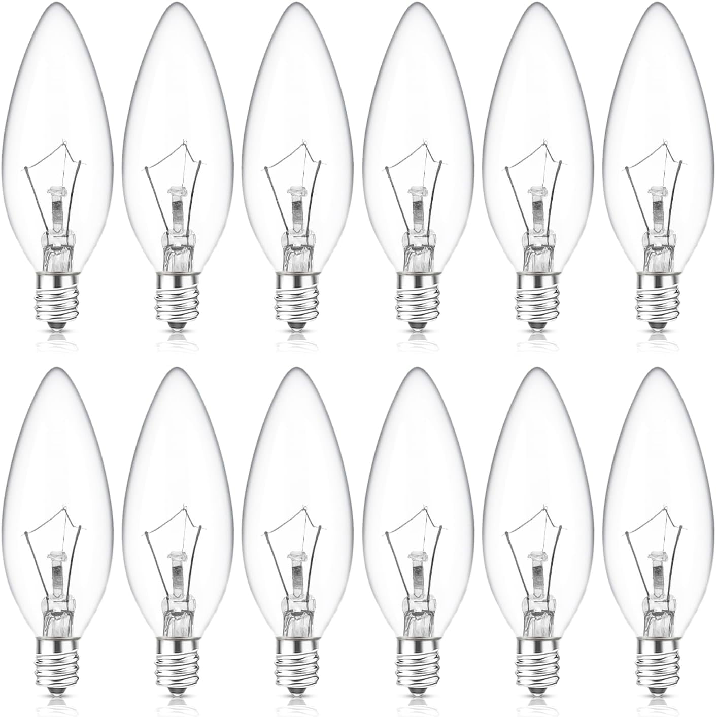 E12 Candle Light Bulbs 25W Warm White 2500K, 250Lumen - B10 Clear ...
