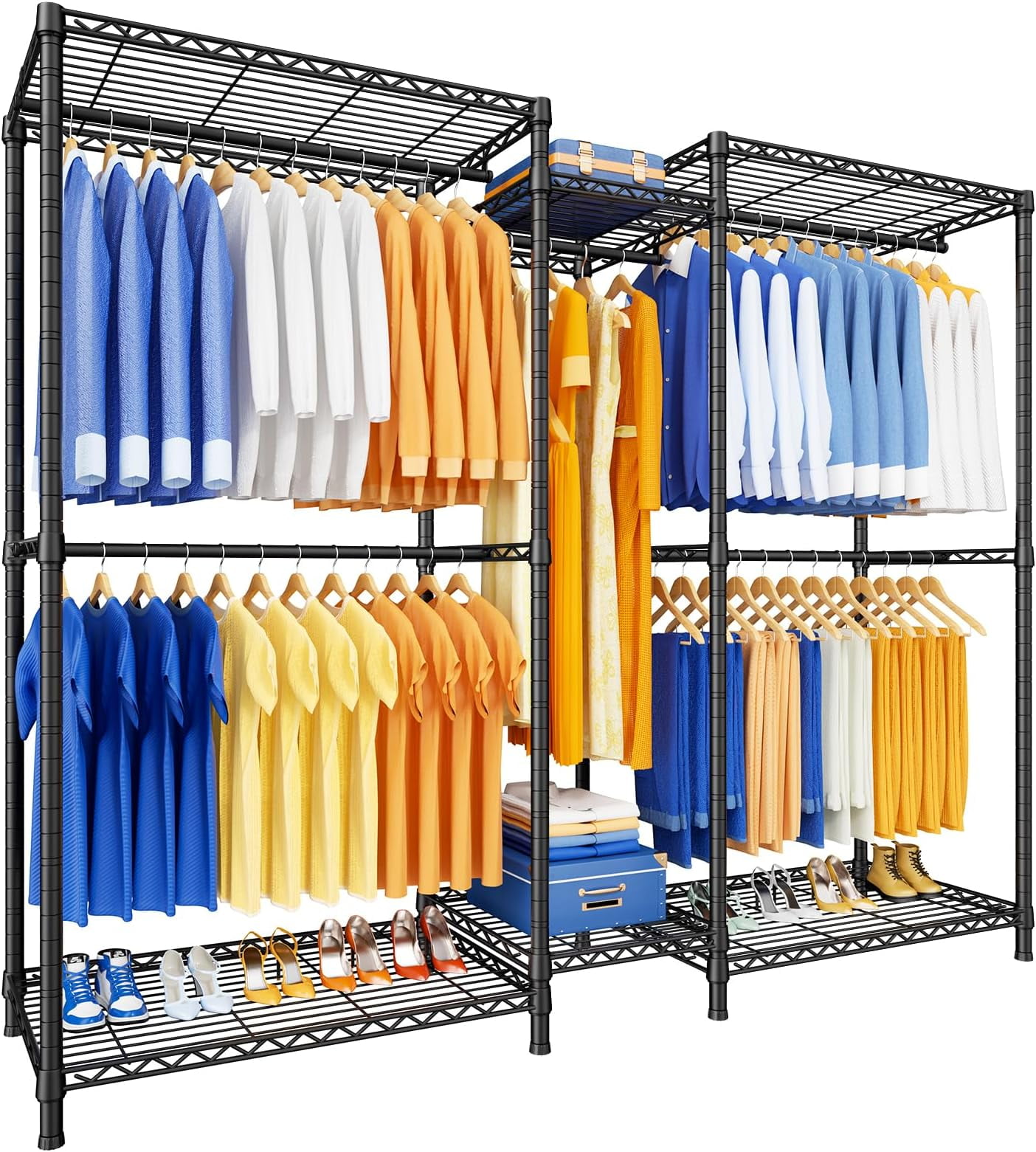 E12 Clothes Rack, Freestanding Garment Rack with Shelves, Clothing ...