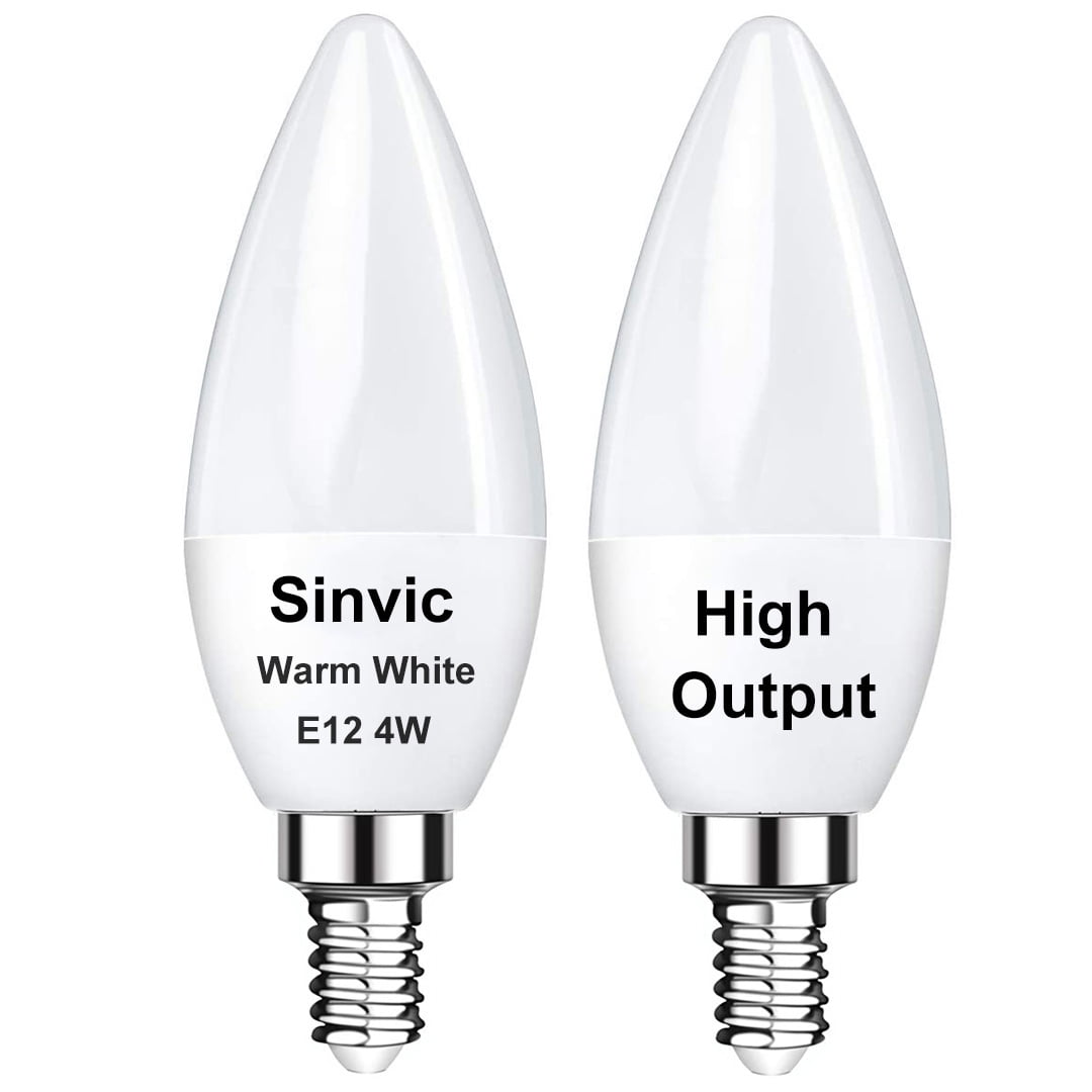 E12 LED Bulb, 2PCS Candelabra Base Bulb 4W Daylight White 3000K, for ...