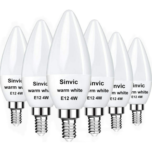 E12 LED Bulb, 6PCS E12 Candelabra Bulb 4W Daylight White 3000K, Long Lifespan E12 Candelabra ...