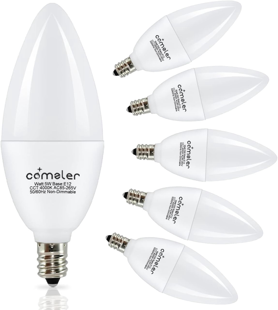 E12 LED Bulb Candelabra Base, Type B LED Bulb 60 Watt Equiv 4000K ...