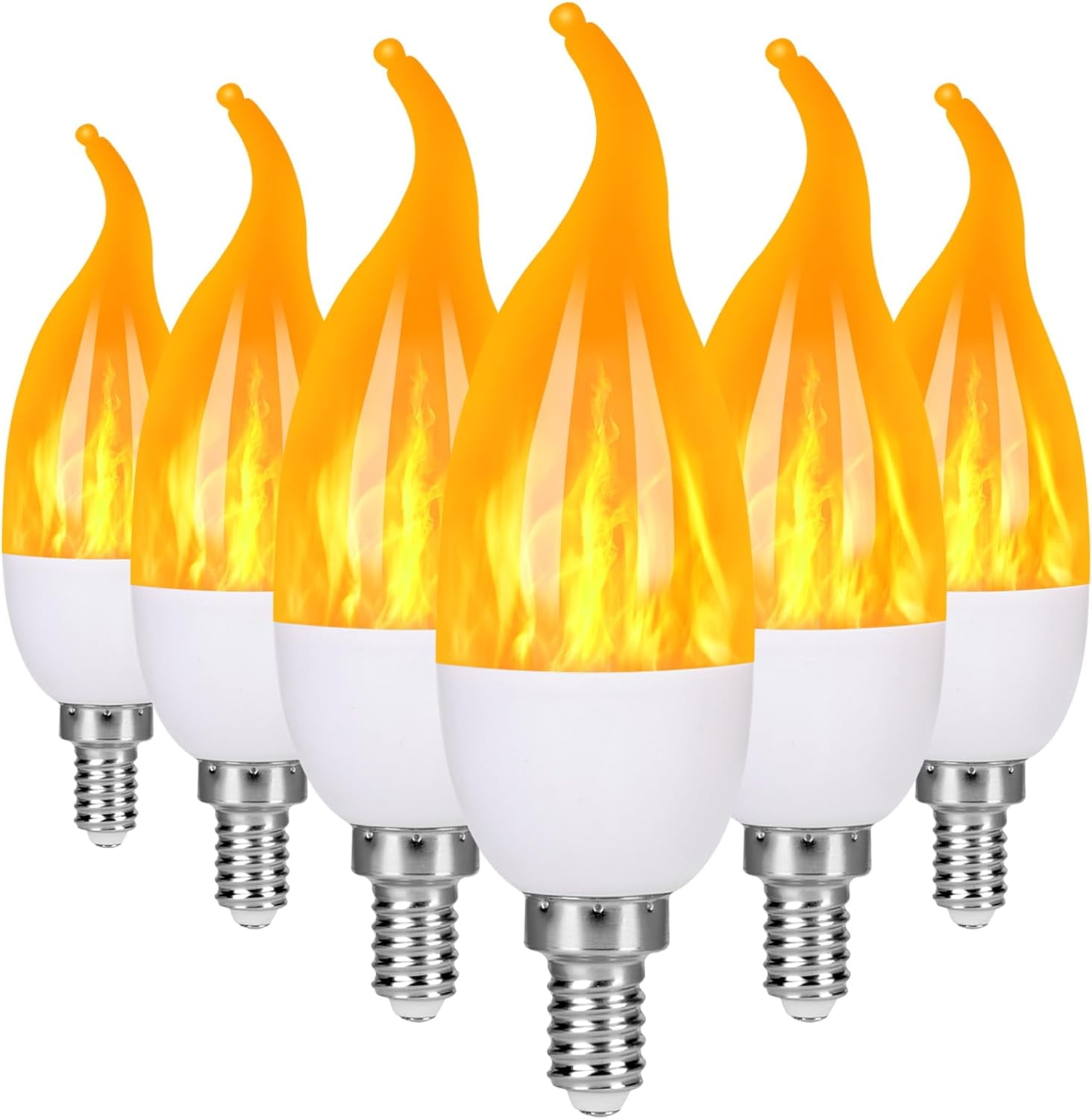 E12 LED Flame Light Bulbs, 3 Modes Flickering Light Bulbs, Candelabra ...
